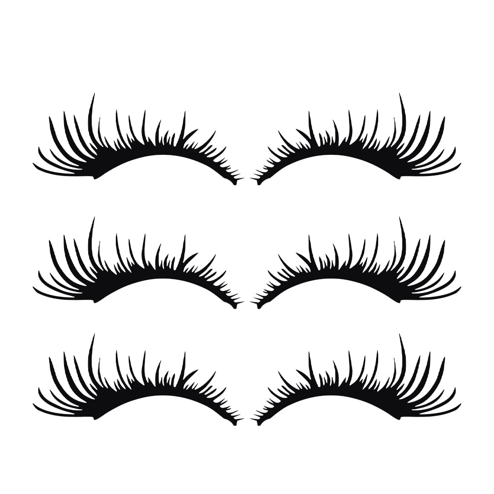 WRISTBIQUE Eye Lash Vehicle Decal Stickers Black 3 Pairs 9.8X4.3X0 ...