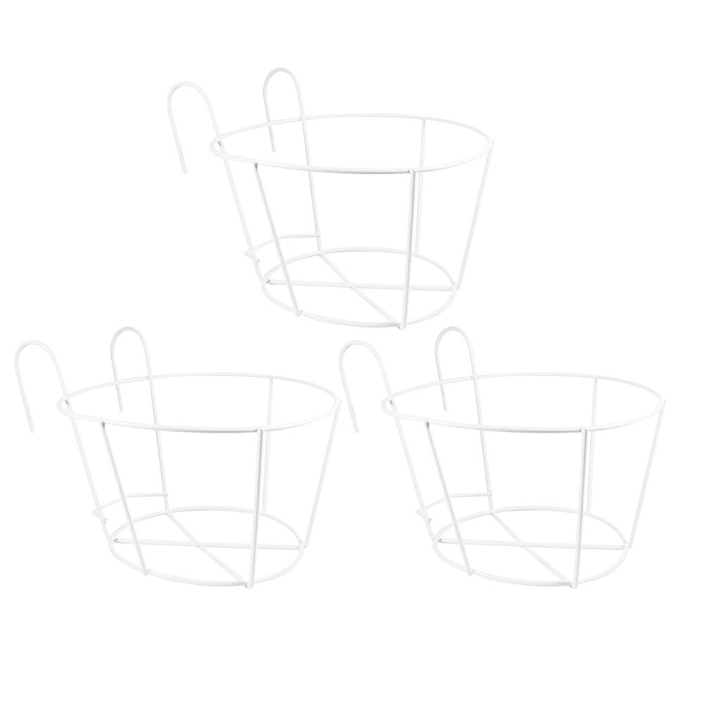 FRCOLOR 3 Pcs Hanging Planter Bar Railing Holder Iron Flower Stand ...