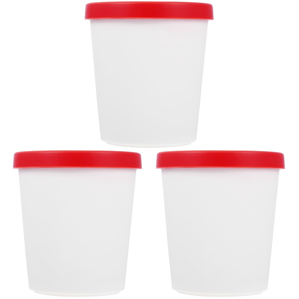 CIMAXIC 3pcs FrColor Red Round Ice Cream Tubs Plastic and Silicone for ...
