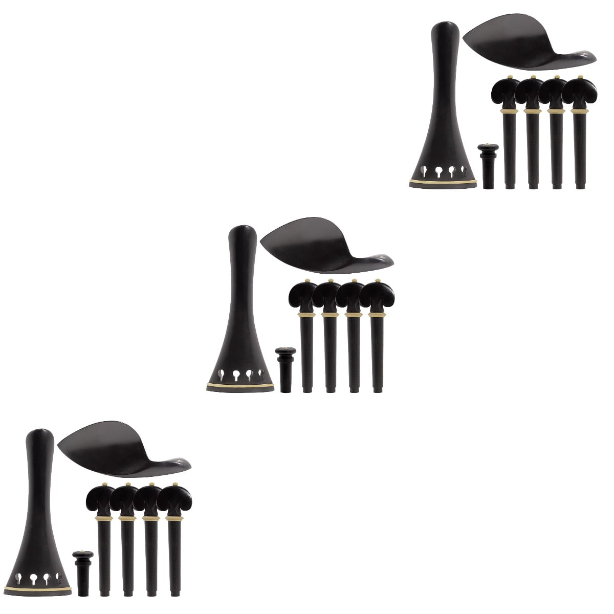 FRCOLOR 3 Sets 4\4 Violin Spare Ebony Violin Tailpiece Chinrest Peg ...