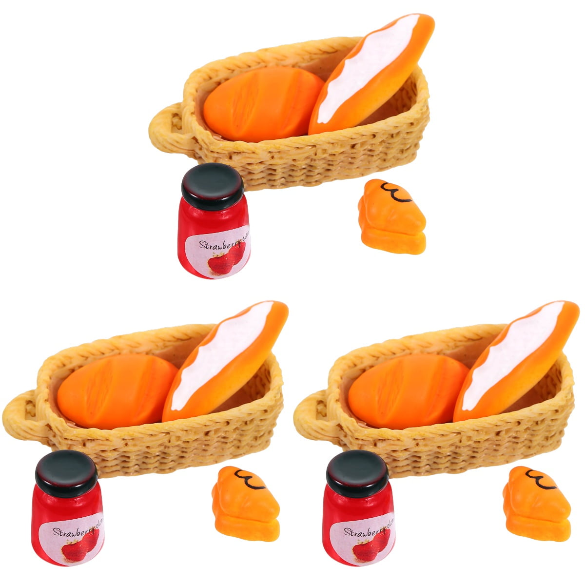 FRCOLOR 3 Sets Miniature Bread Kit Mini Bread Basket With Bread Model ...