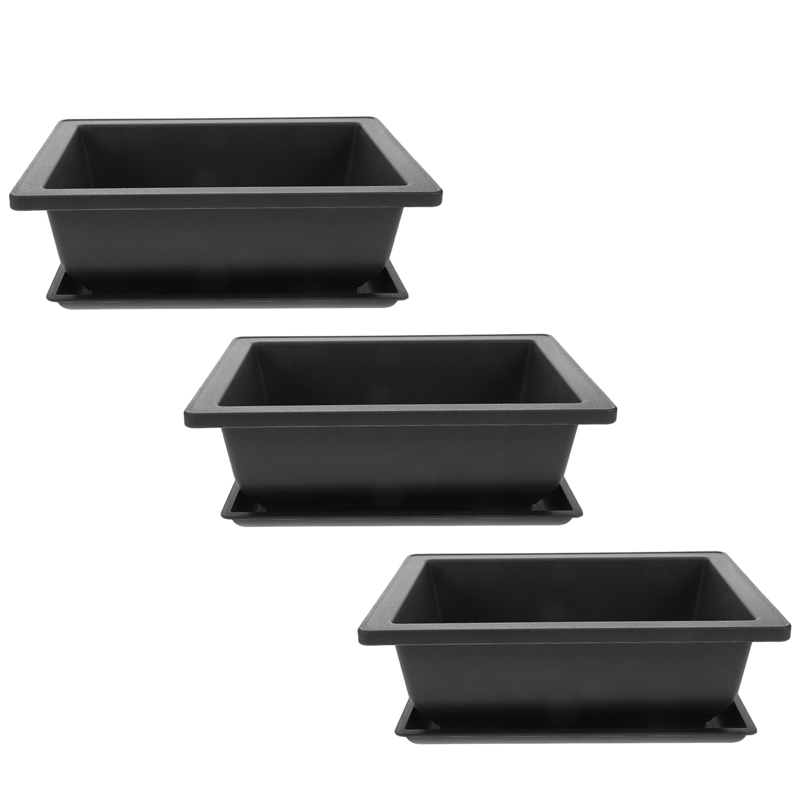 FRCOLOR 3 Sets Rectangular Shallow Bonsai Pots with Trays for Succulent ...