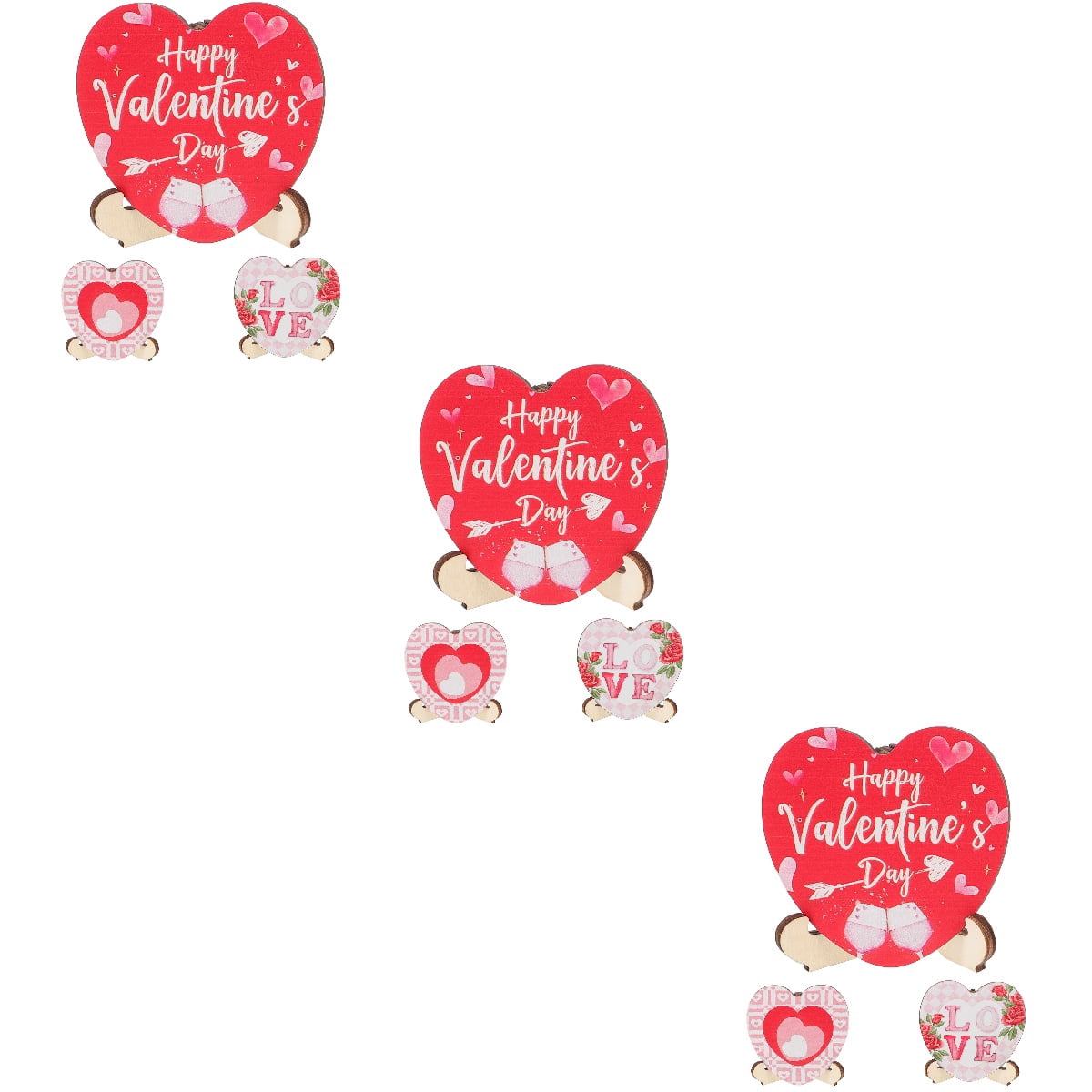 FRCOLOR 3 Sets Valentine's Day Wood Table Sign Heart Shape Wood Sign ...