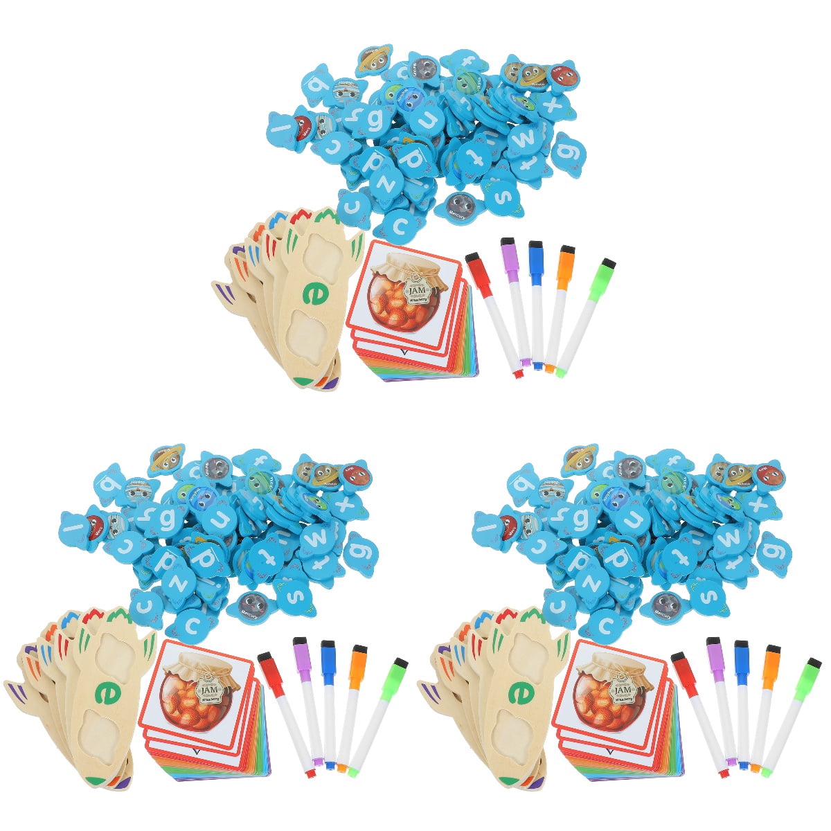 FRCOLOR 3 Sets of Alphabet Spelling Game Toys Alphabet Blocks Kids ...