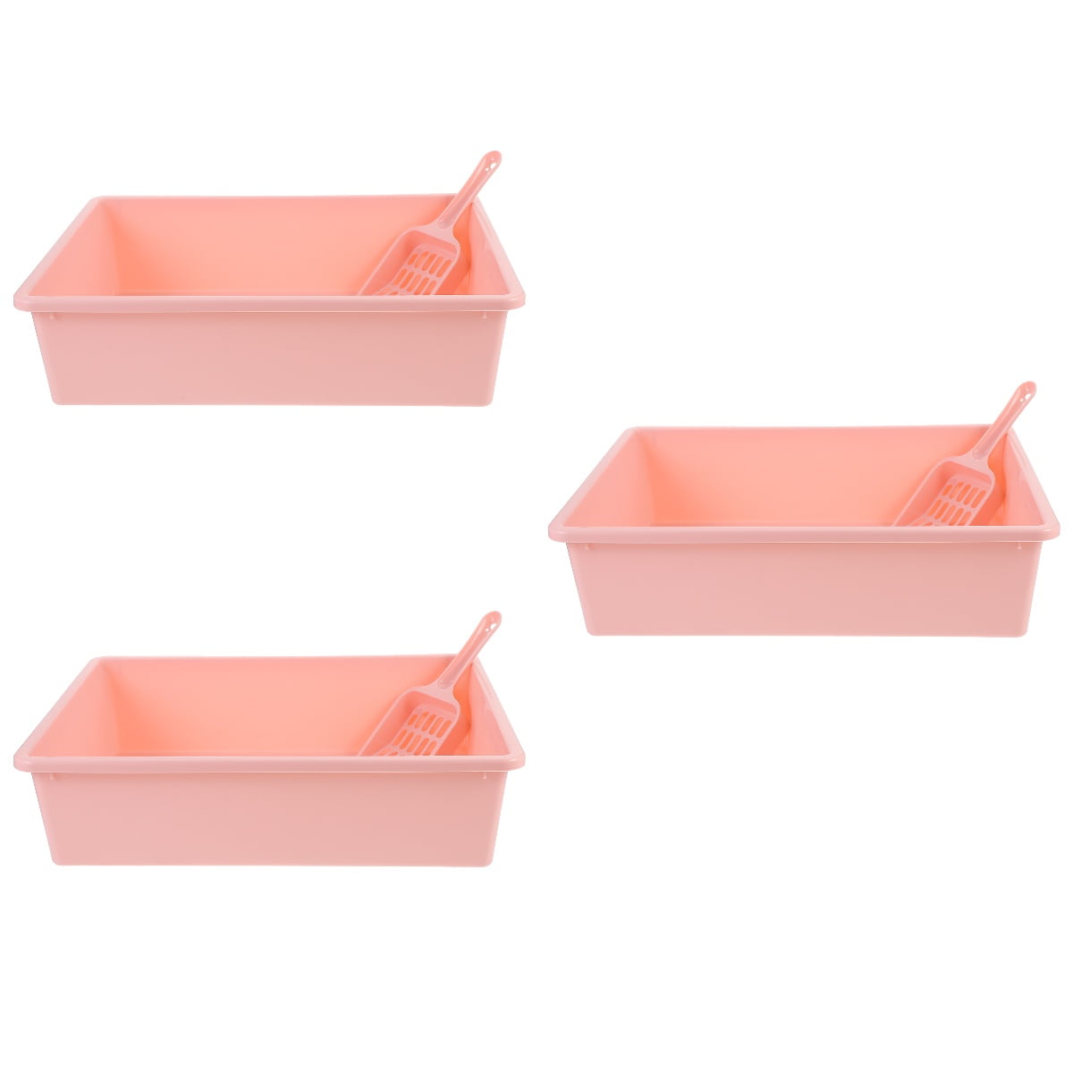 FRCOLOR 3 Sets of Cat Litter Box Open Style Cat Litter Container with ...