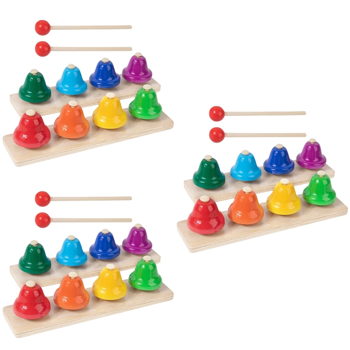 FRCOLOR 3 Sets of Desk Bells Hand Bells 8-Notes Music Bells Percussion ...
