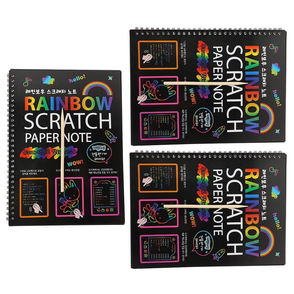 FRCOLOR 3 Sets of Scratch Books DIY Scratch Paper Graffiti Paper Crafts ...