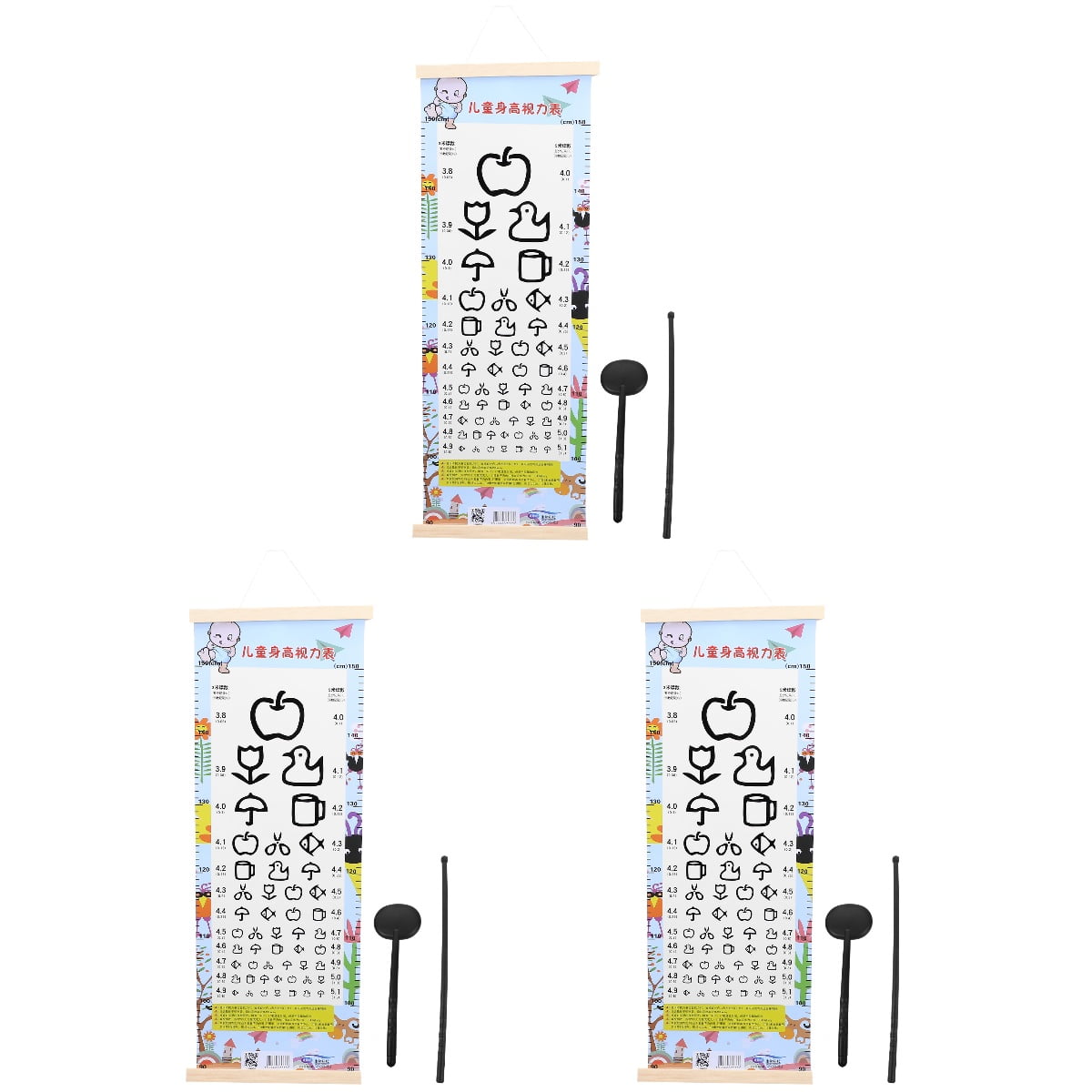 FRCOLOR 3 Sets of Wood Frame Visual Testing Chart Standard Visual Eye ...