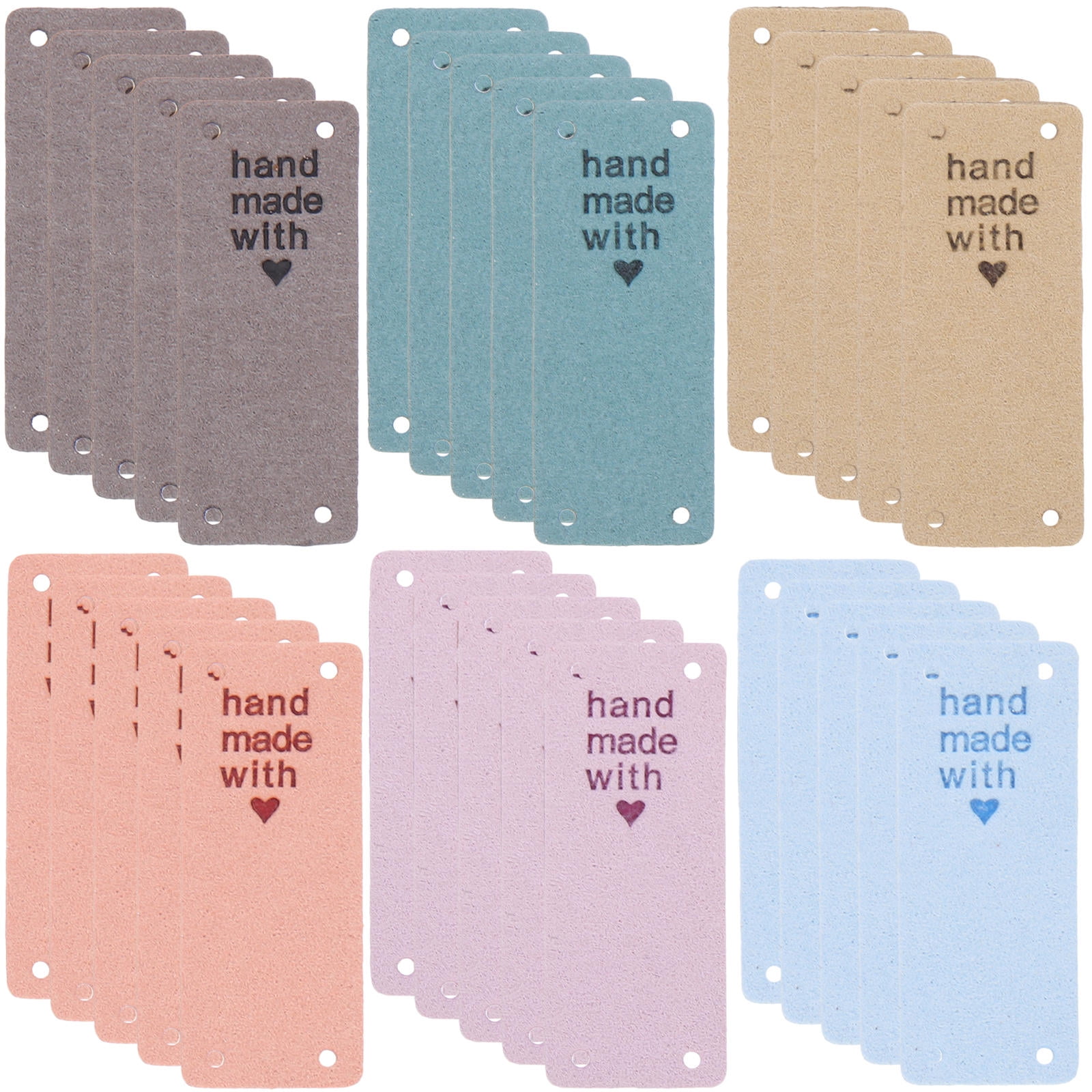 FRCOLOR 30 Pcs Handmade Leather Tag Sew Tags for Crochet Clothing ...