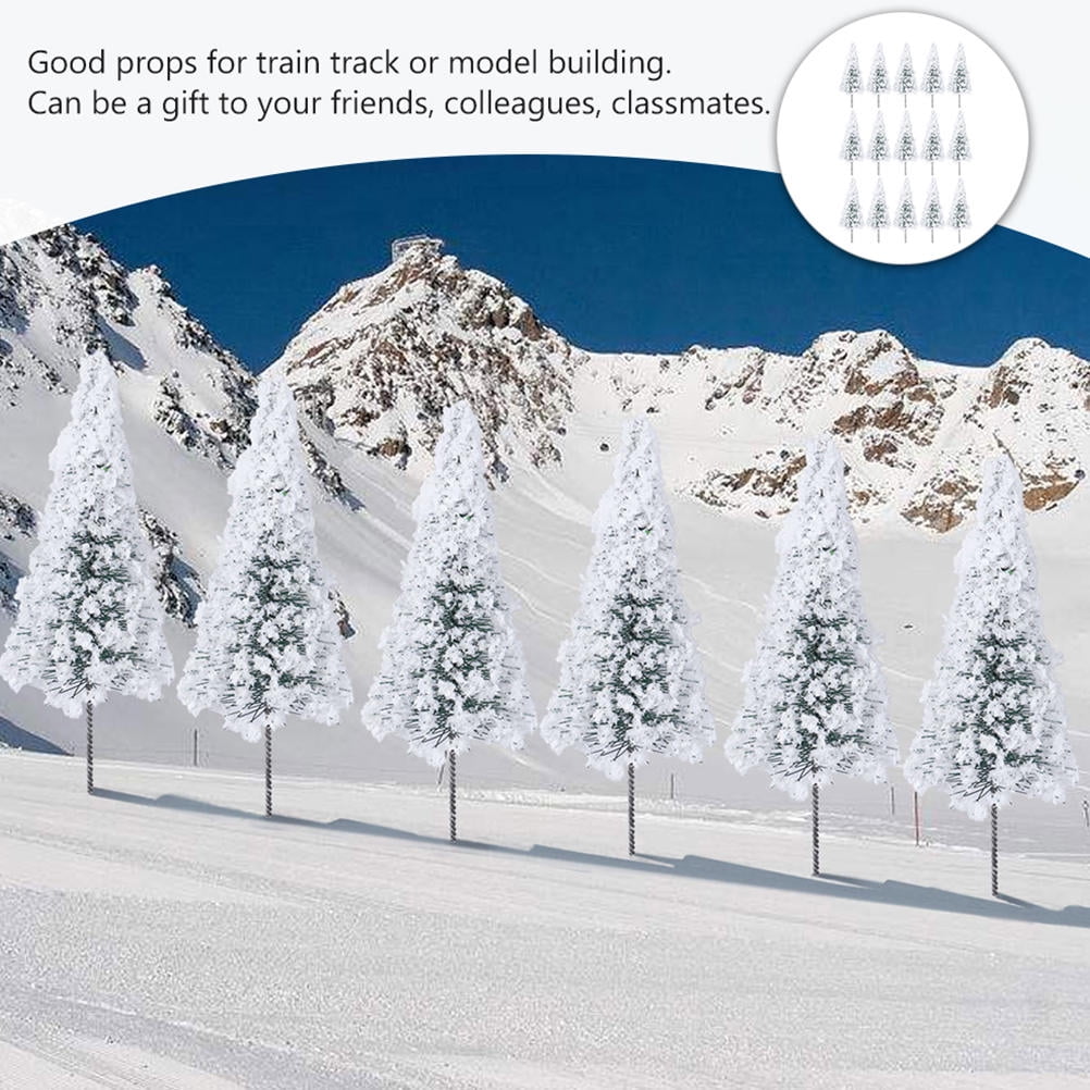 FRCOLOR 30 Pcs Mini Scenery Trees Model Scale Miniature Flocked White ...