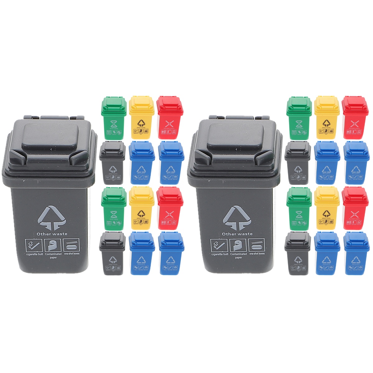 FRCOLOR 30 Pcs Tiny Trash Can Model Micro Landscape Mini Waste Bin ...