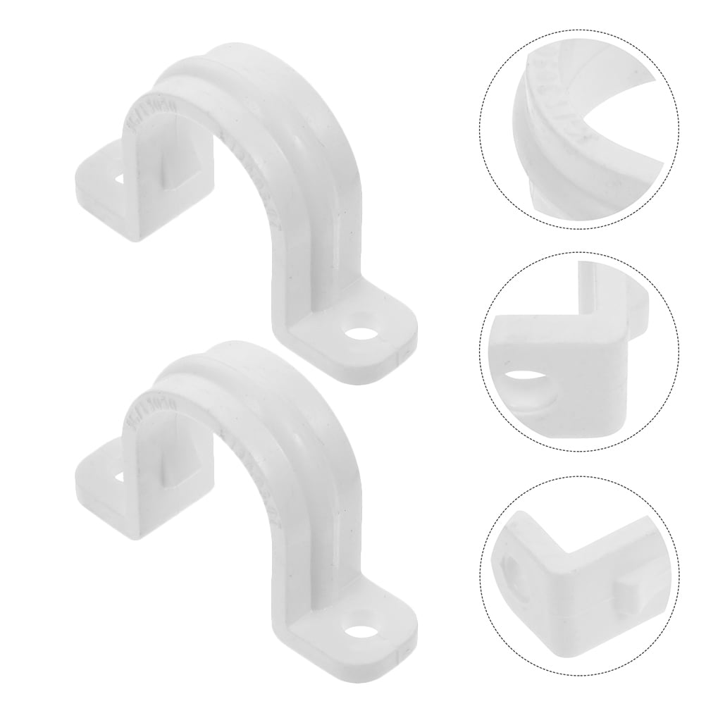 FRCOLOR 30 Pcs U Clamps for Pipe Wire Strap Clips Tube Fixing White ...