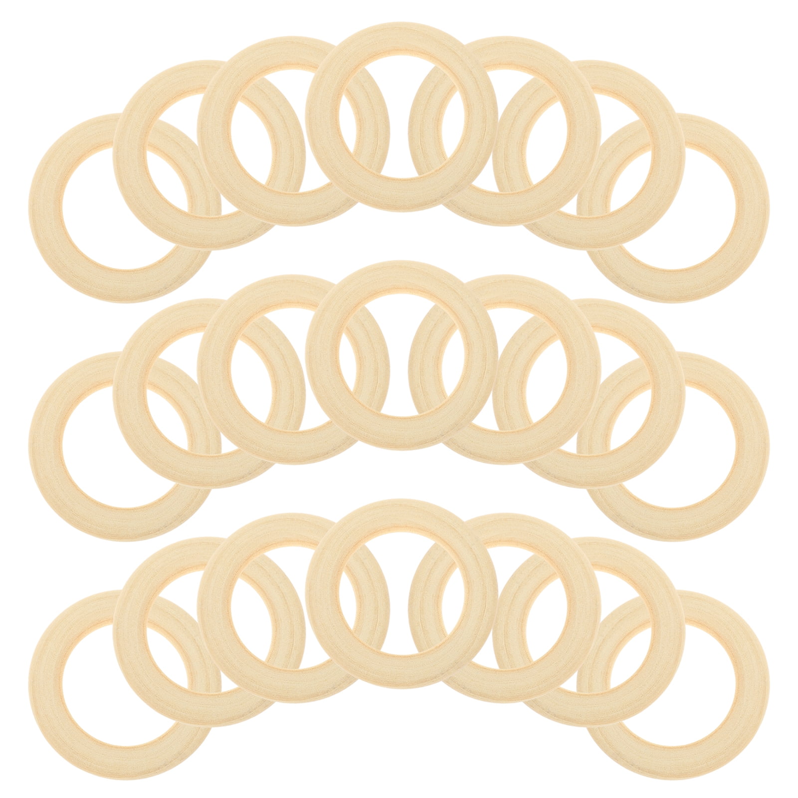 FRCOLOR 30 Pcs Wood Rings DIY Supply Flat Class Macrame Garland Beige ...