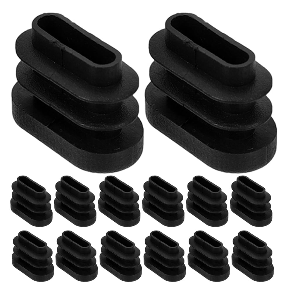 FRCOLOR 30pcs Oval Table Chair Leg Tube Pipe Insert End Cap Black ...