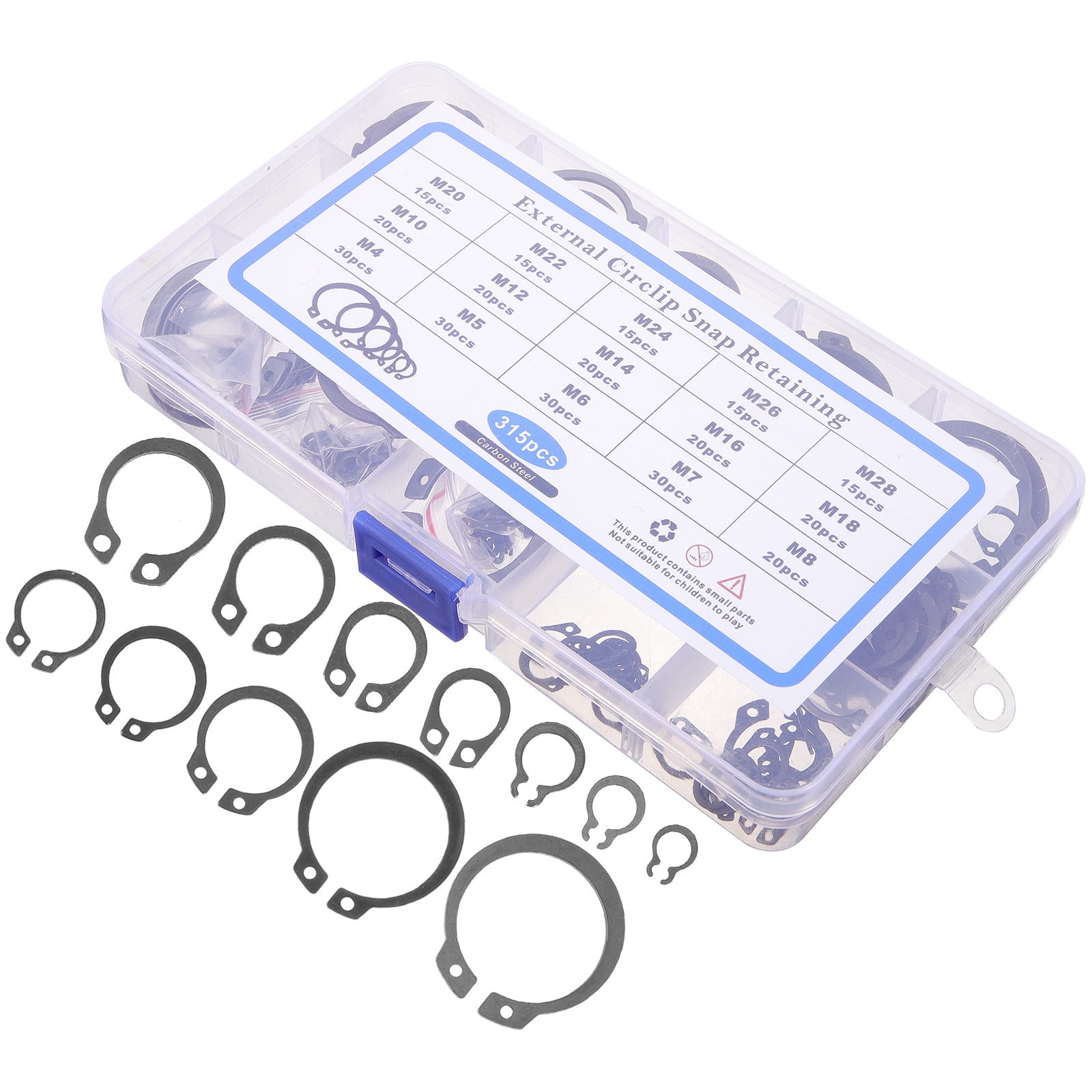FRCOLOR 315 Pcs Small Clamps Washers Assortment Pliers Retaining Rings ...