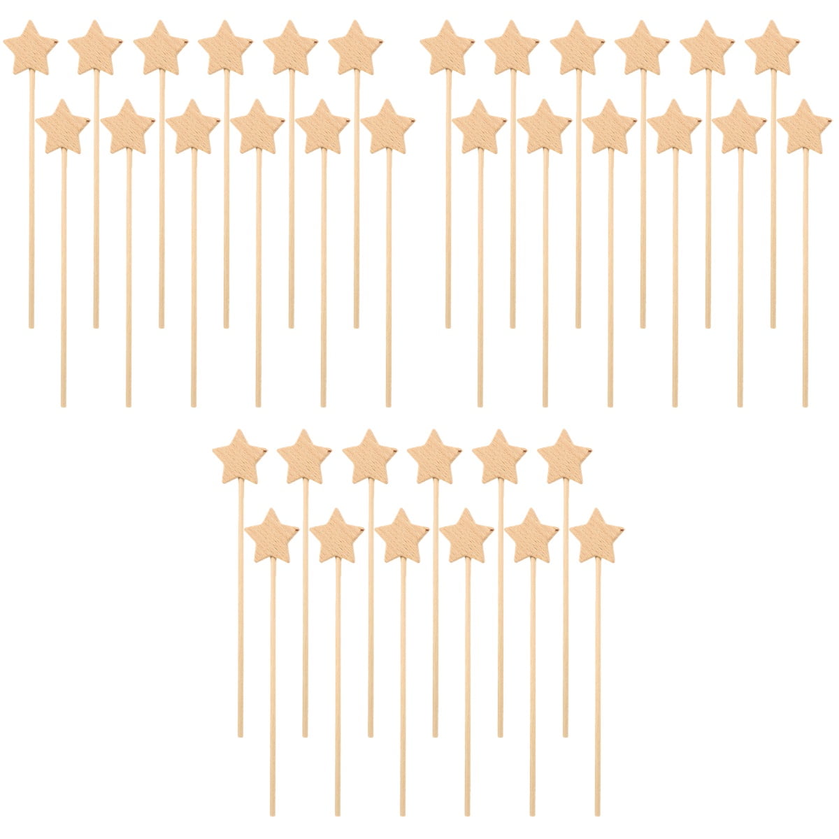 FRCOLOR 36 pcs Unfinished Fairy Wands Wooden Cosplay Star Wand Blank ...