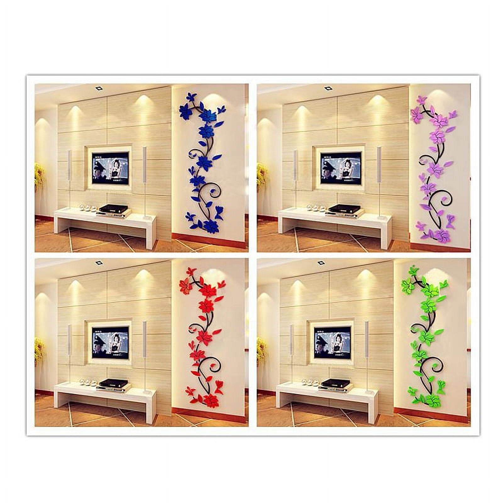 FRCOLOR 3D Fashion DIY Decal Rose Flower Wall Stickers Adhesive Wall ...