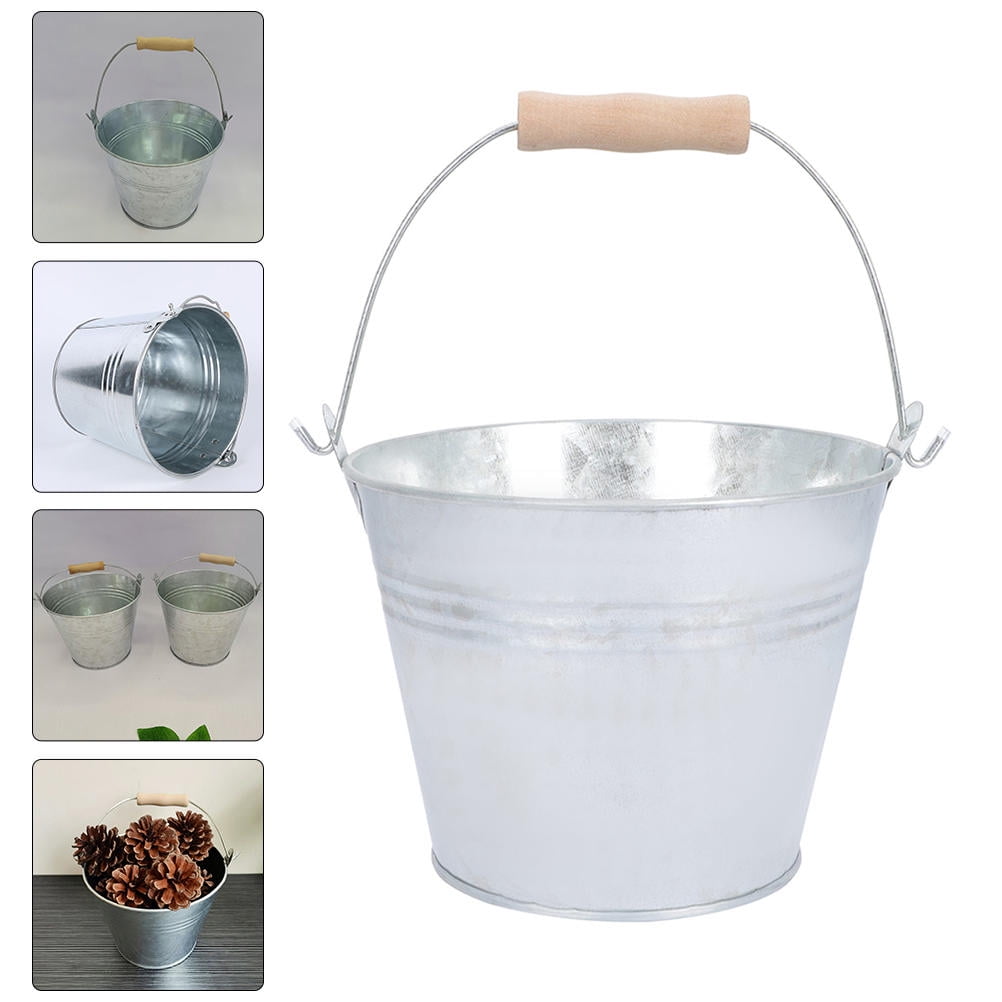 WASHWEPE Small Coal Bucket Iron Storage Bucket Silver 3Pcs For Rustic ...