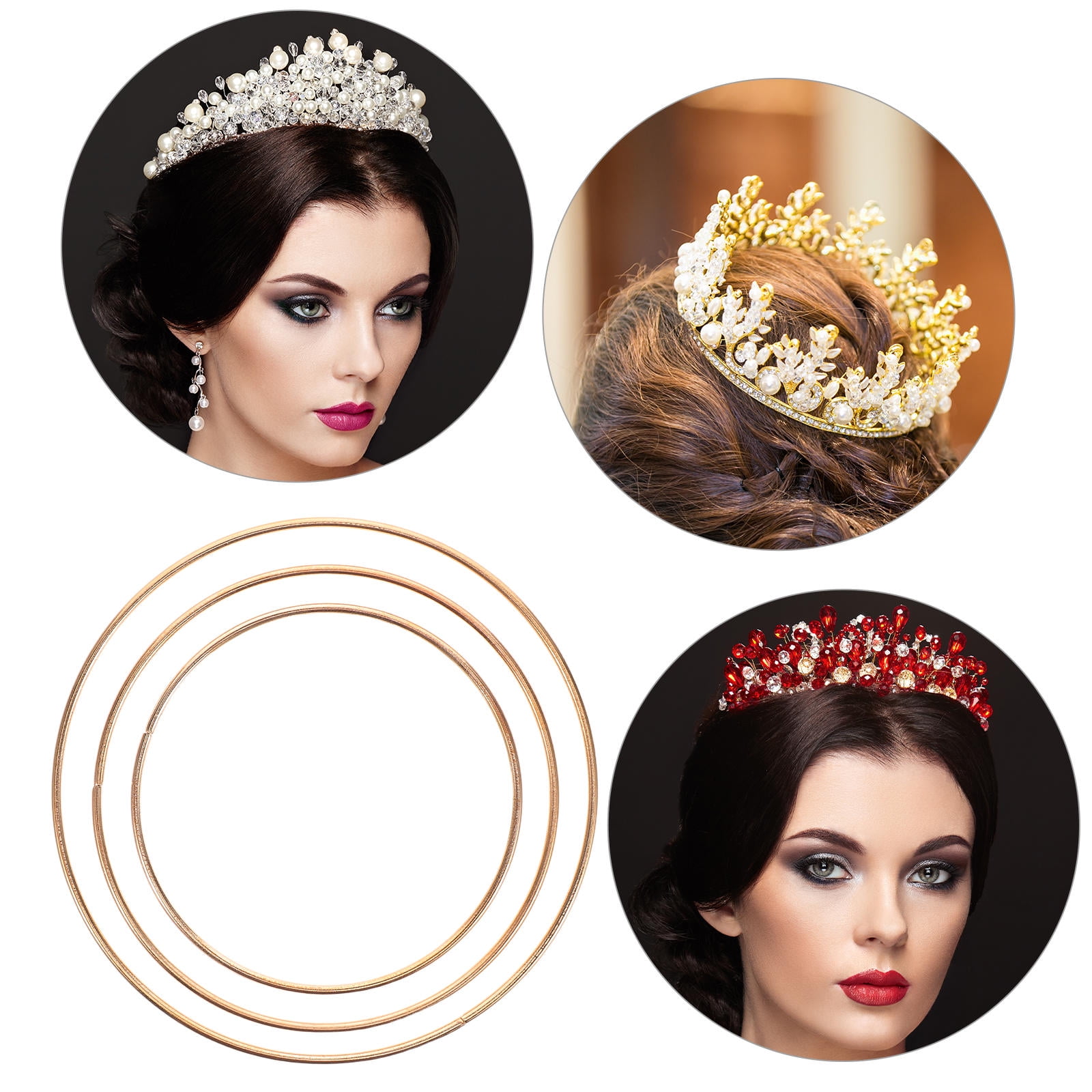 FRCOLOR 3pcs Iron Baroque Crown Base Diy Bride Headwear Round Bottom ...
