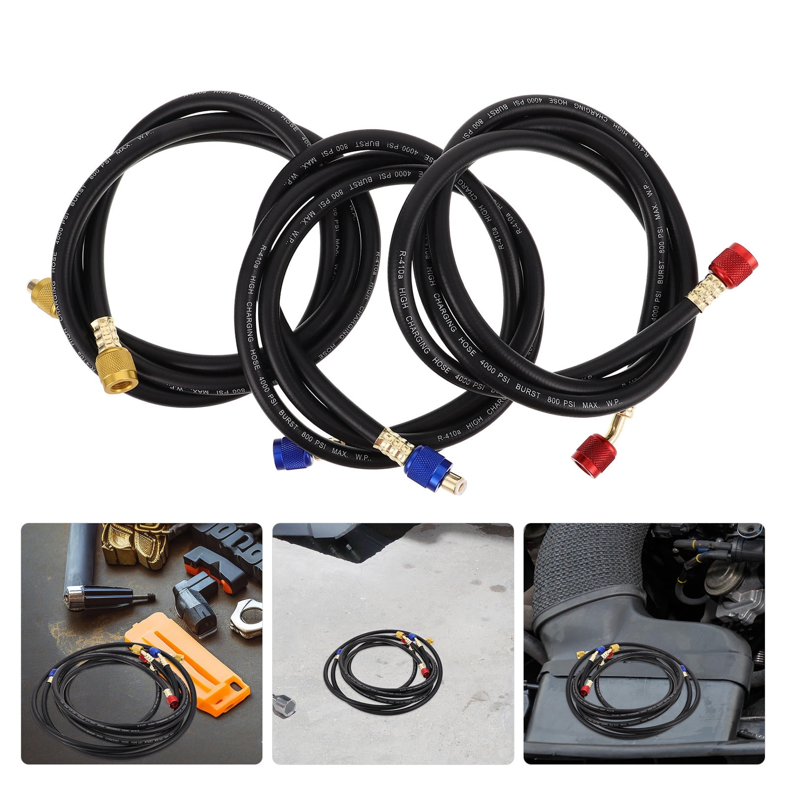 FRCOLOR 3pcs Manifold Gauge Hose Tools Car Charging Hose With Valves ...