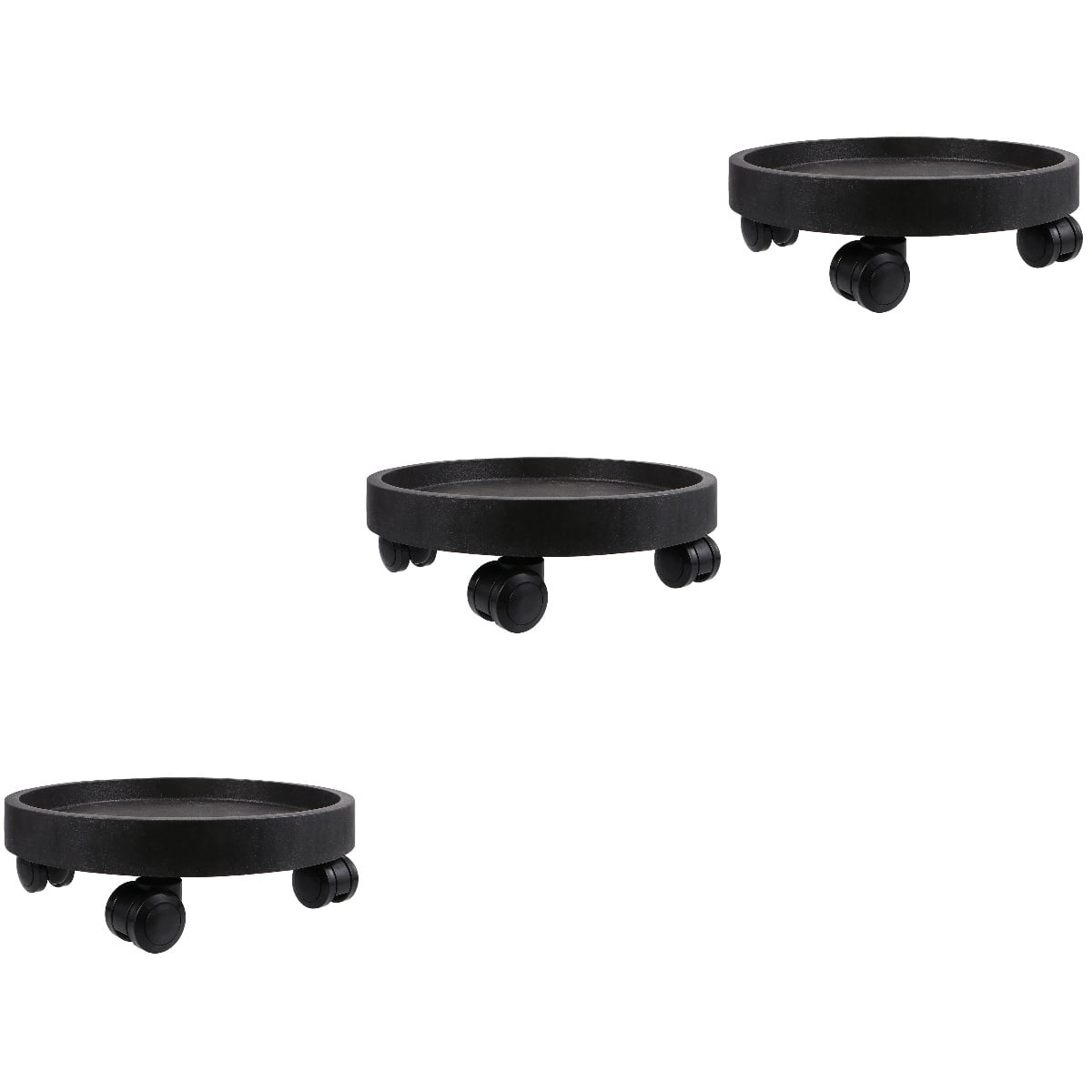 FRCOLOR 3pcs Rolling Flower Pot Stand Thickening Wheeled Planter Saucer ...