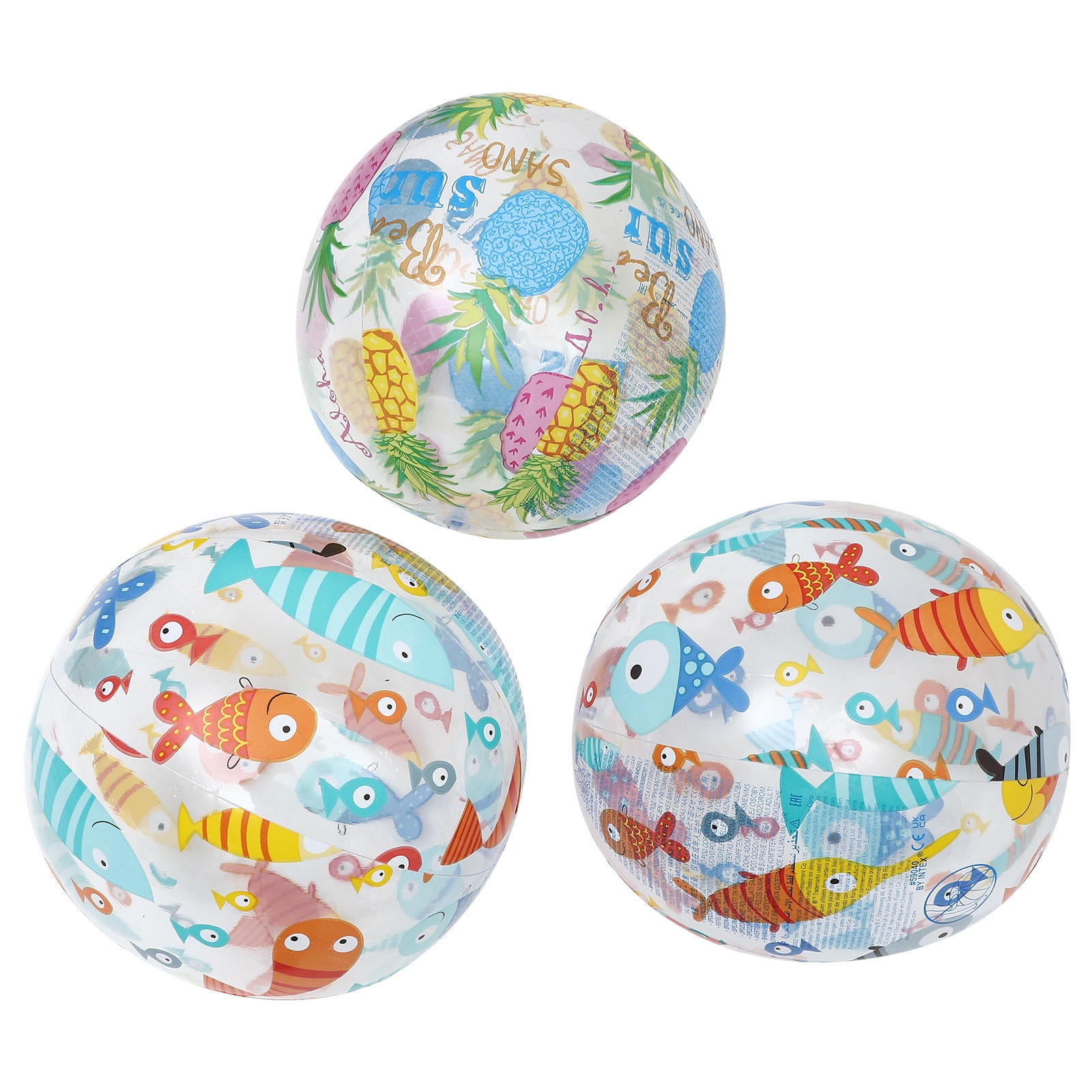 FRCOLOR 3pcs Sea Creature Lively Clear Beach Ball Inflatable Colorful ...