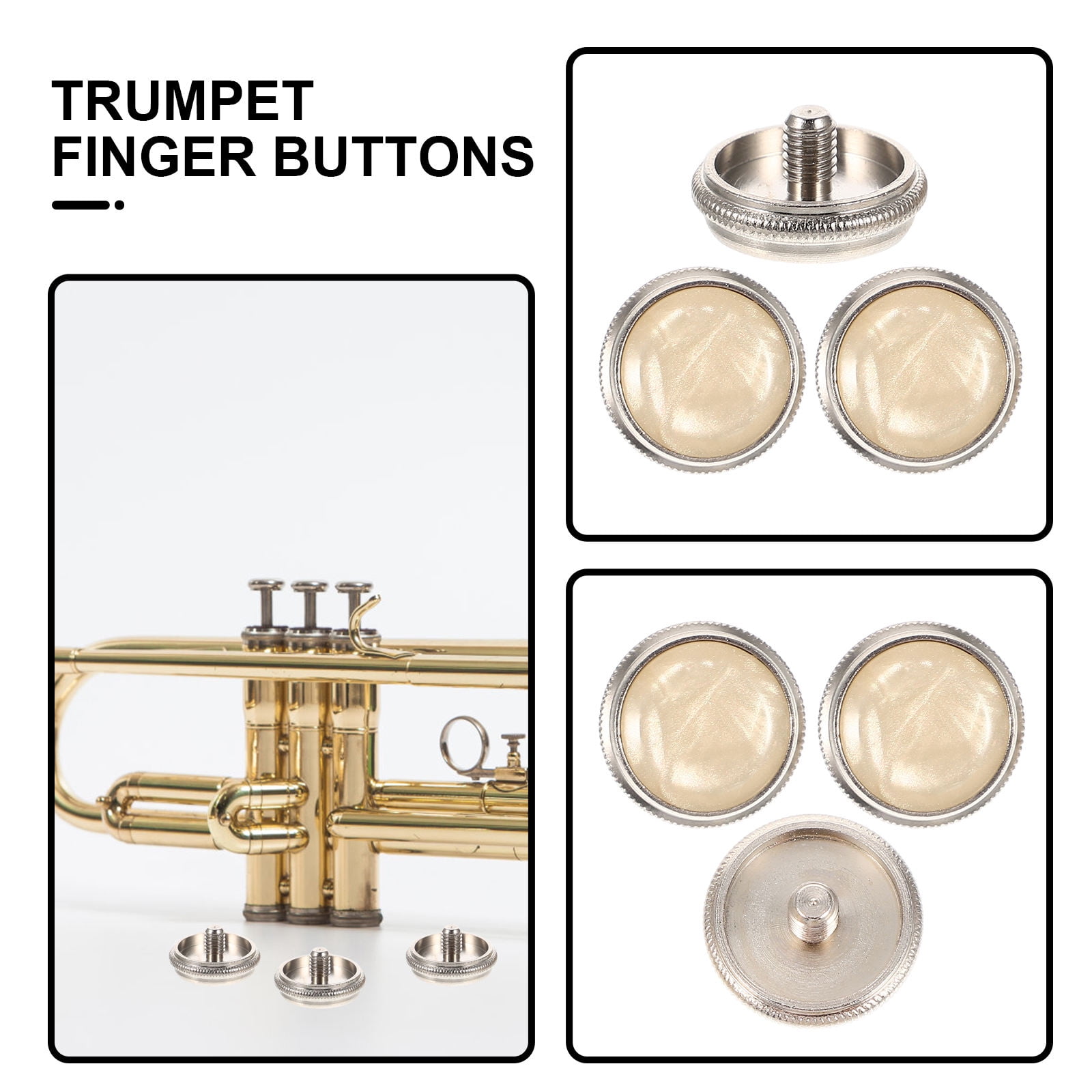 FRCOLOR 3pcs Trumpet Shell Key Buttons Creative Trumpet Buttons Trumpet ...