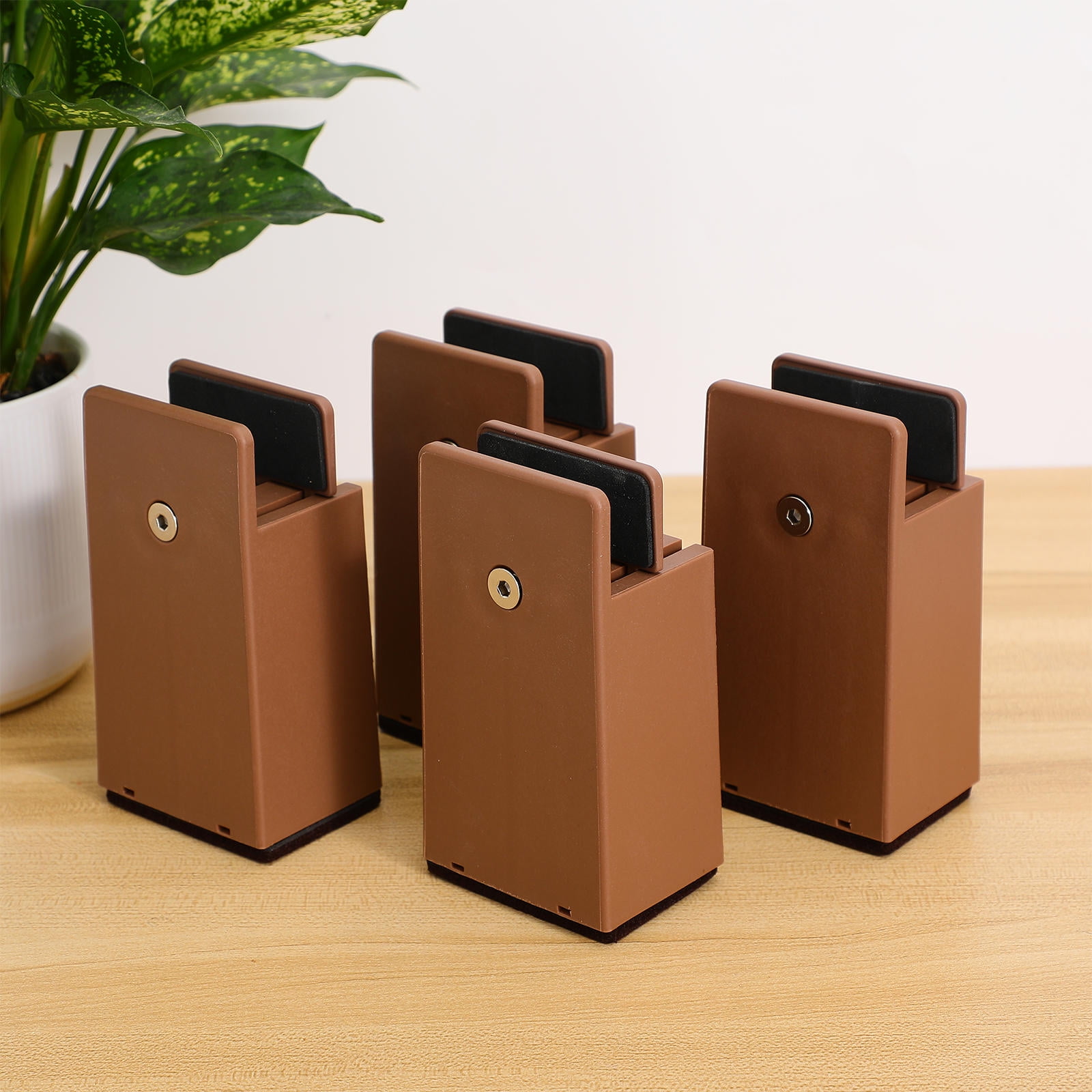 FRCOLOR 4 Pcs Chair Height Extenders Furniture Risers Adjustable Brown ...