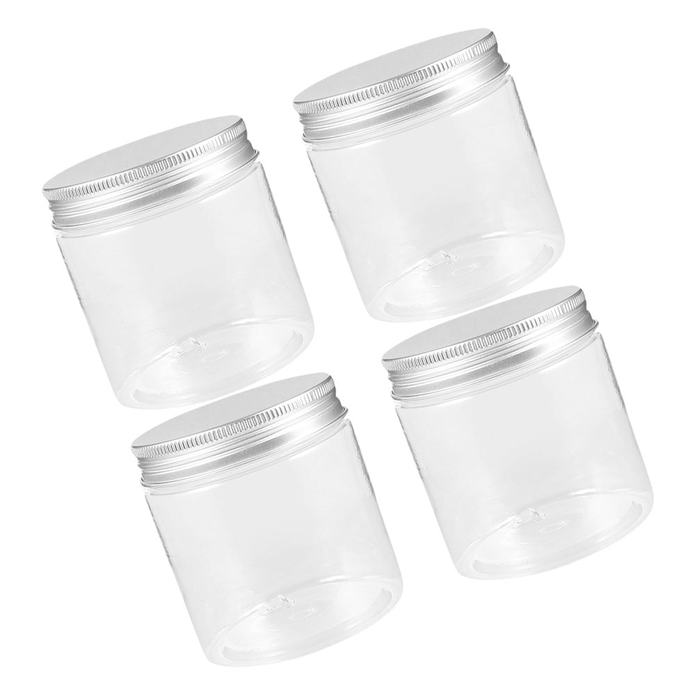 FRCOLOR 4 Pcs Clear Plastic Jars With Aluminum Lids Food Storage ...