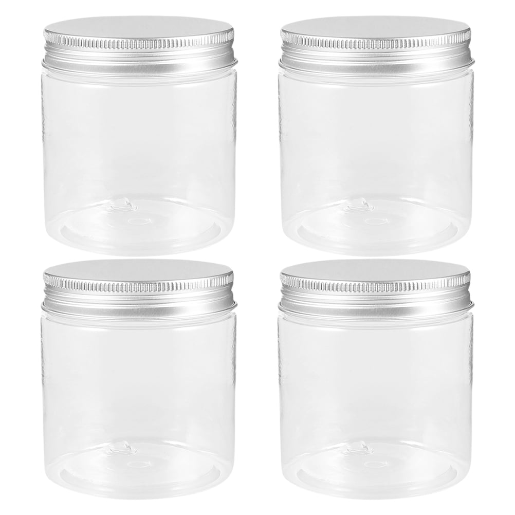FRCOLOR 4 Pcs Clear Plastic Jars With Aluminum Lids Food Storage ...