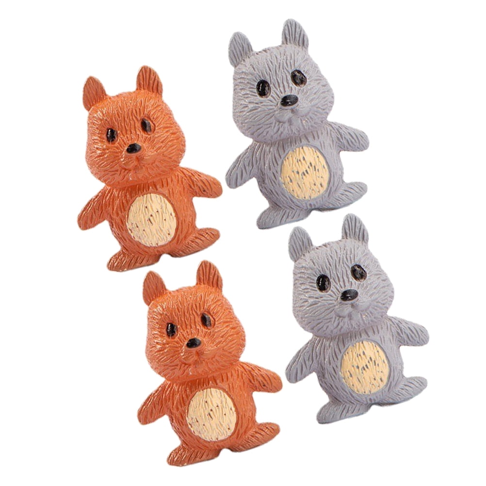 FRCOLOR 4 Pcs Mini Squirrels Ornament Toy Model Thistle Feeder for ...