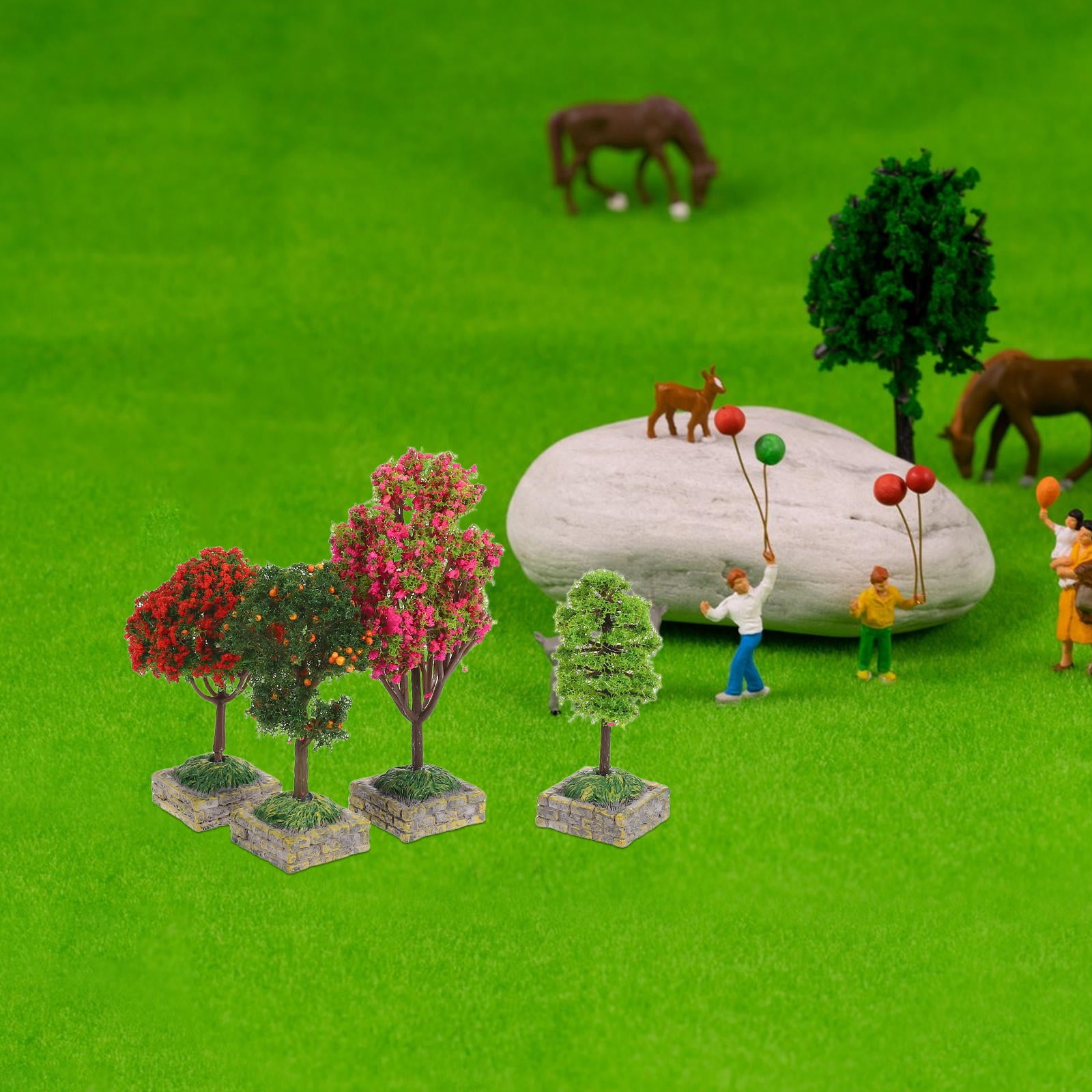FRCOLOR 4 Pcs Miniature Trees Small for Crafts Doll House Simulation ...