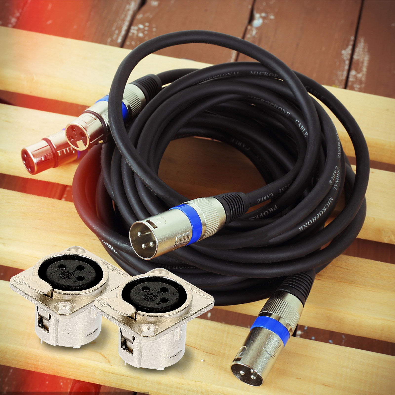 FRCOLOR 4 Pcs XLR Female Socket Chassis Mount Audio Stereo Connector ...