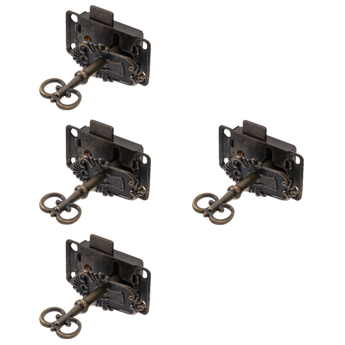 FRCOLOR 4 Sets Antique Lock Set Cabinet Doors Lock Kit Dresser Drawers ...