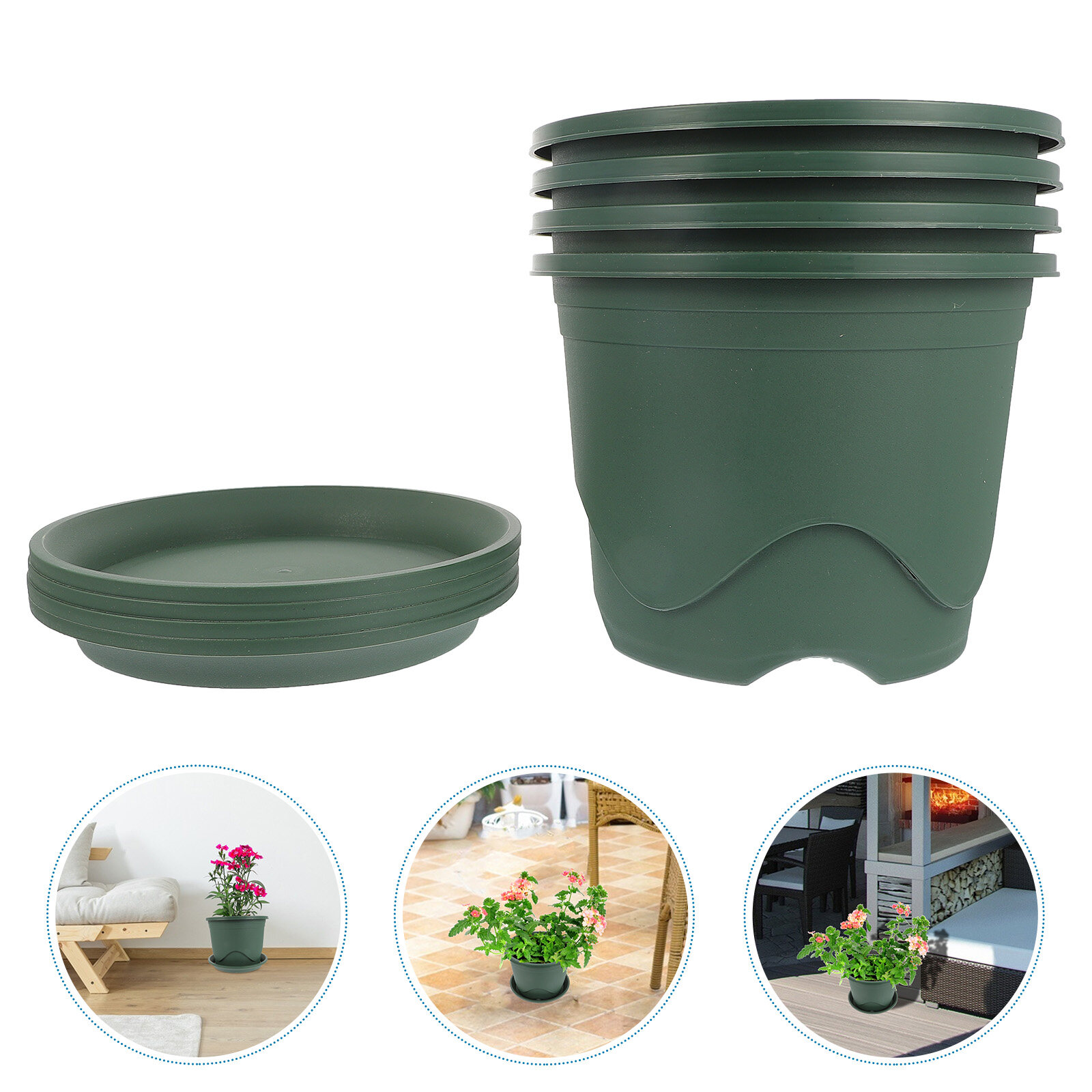 FRCOLOR 4 Sets Indoor Plant Root Control Pots 19X19CM Green - Walmart.com