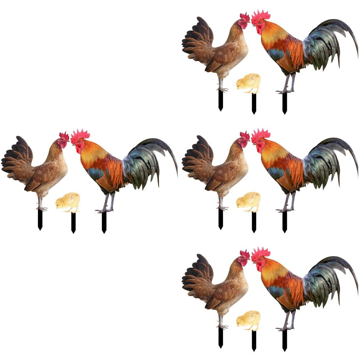 FRCOLOR 4 Sets of Yard Rooster Stake Decor Ground Inserted Hen Decor ...
