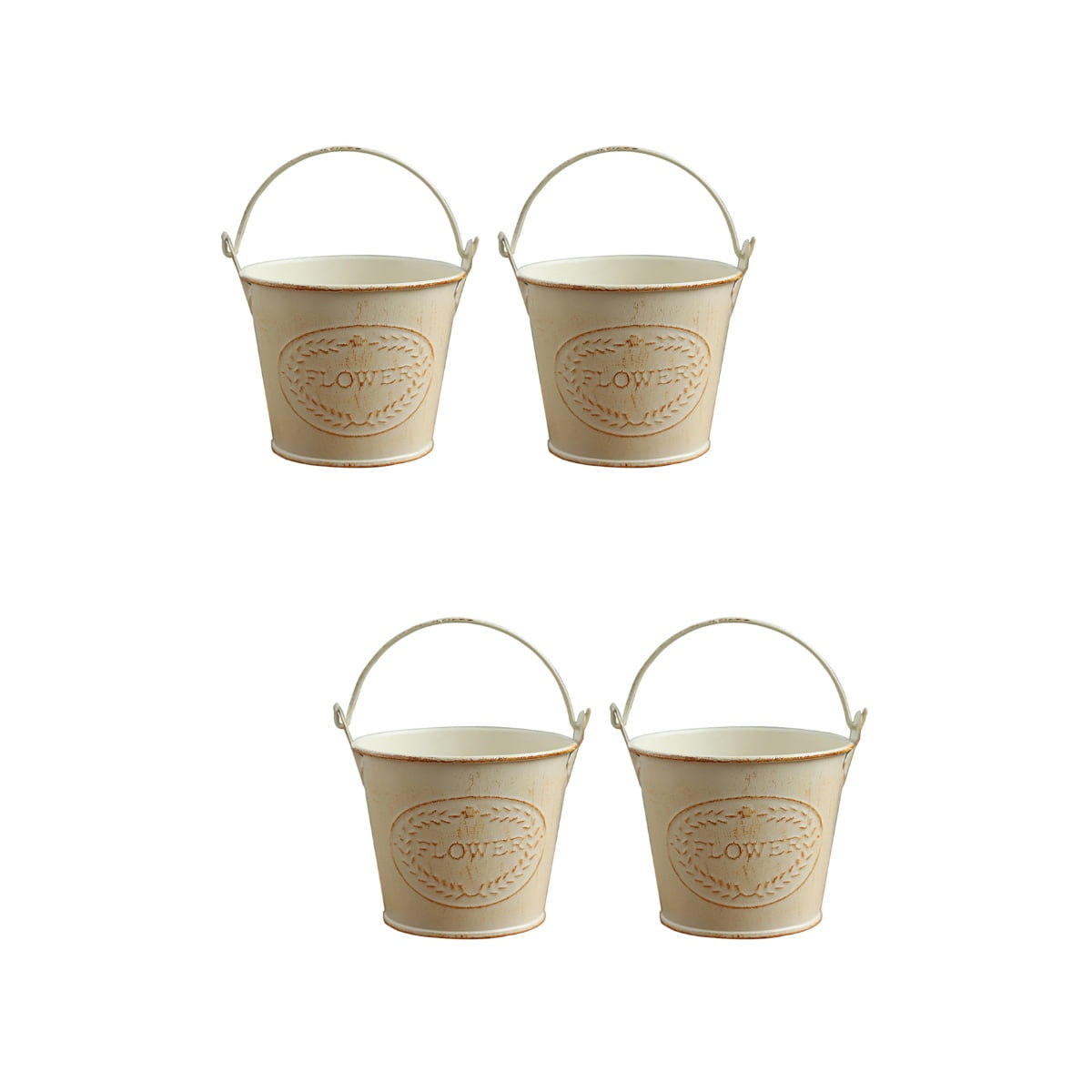 FRCOLOR 4 pcs Iron Flower Buckets Plants Pot Bucket Flower Vases Home ...