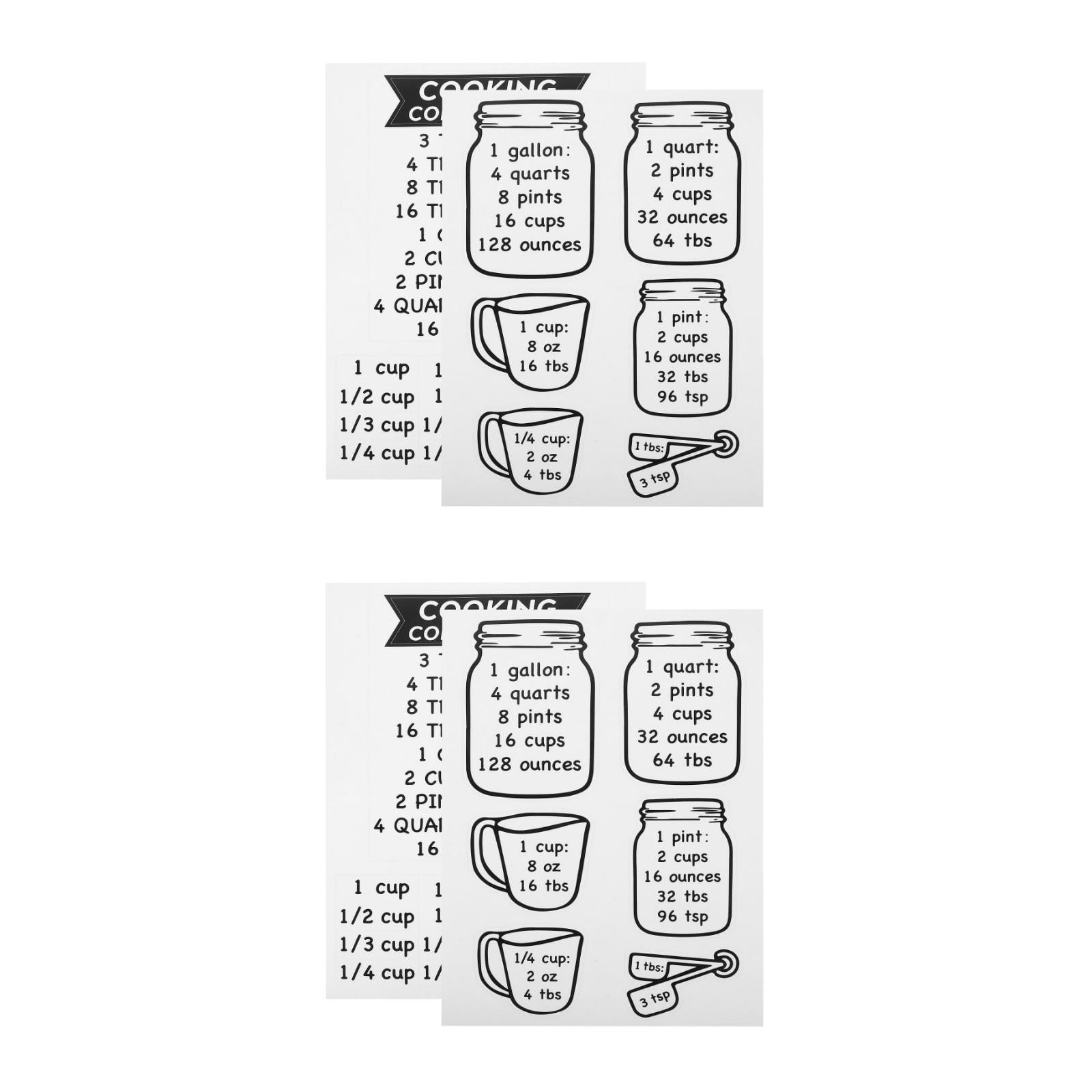 FRCOLOR 4 pcs Kitchen Conversion Chart Sticker Ounces To Cups ...