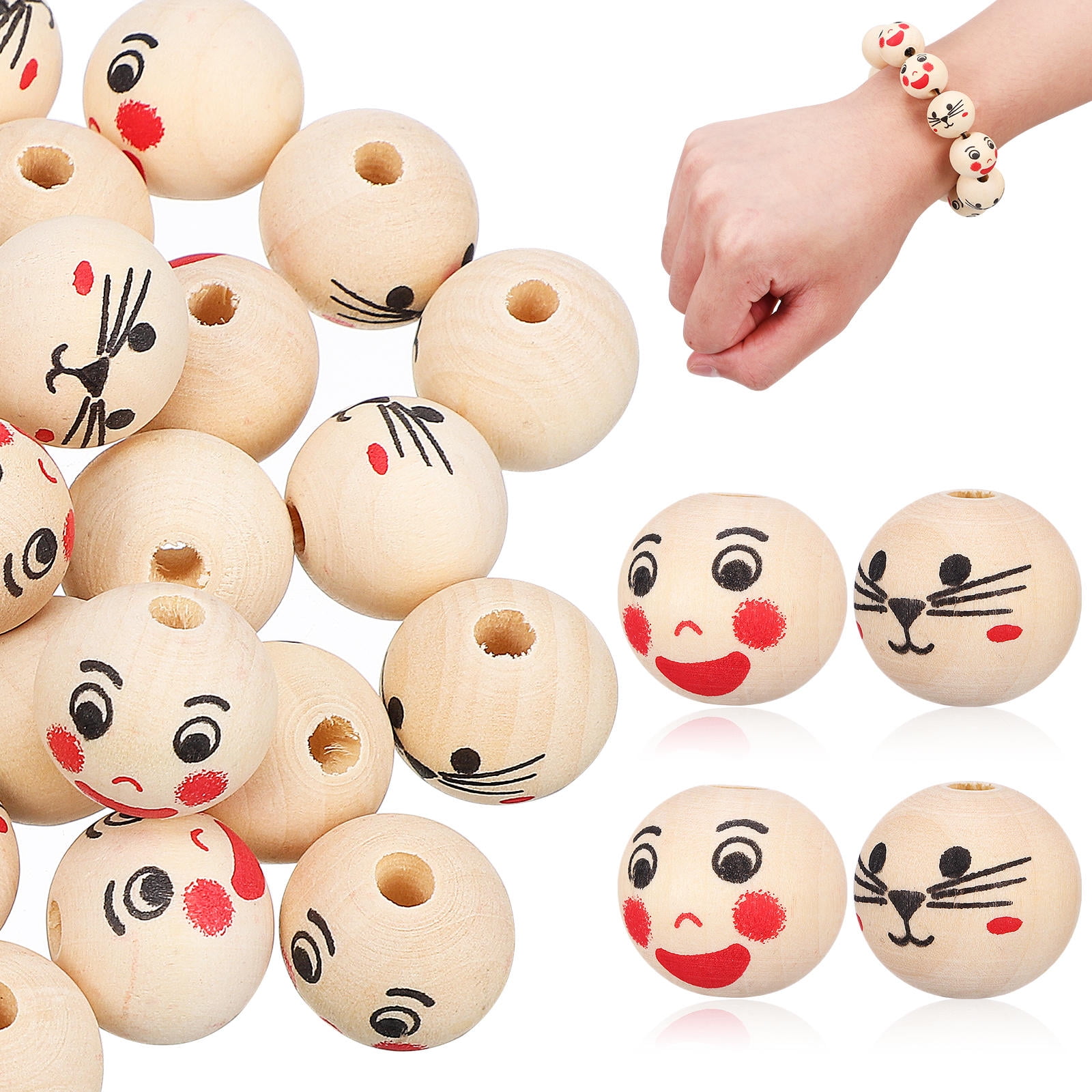 FRCOLOR 40 Pcs Wood Rounds for Crafts Undyed Faux Spacer Beads Girls ...