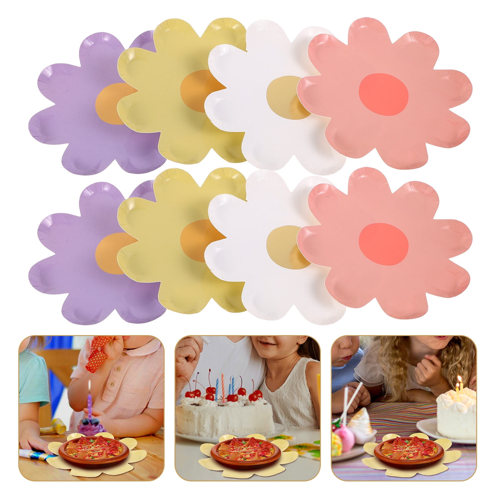 FRCOLOR 40pcs Floral Paper Plates For Party Cake Plates Flower Shaped ...