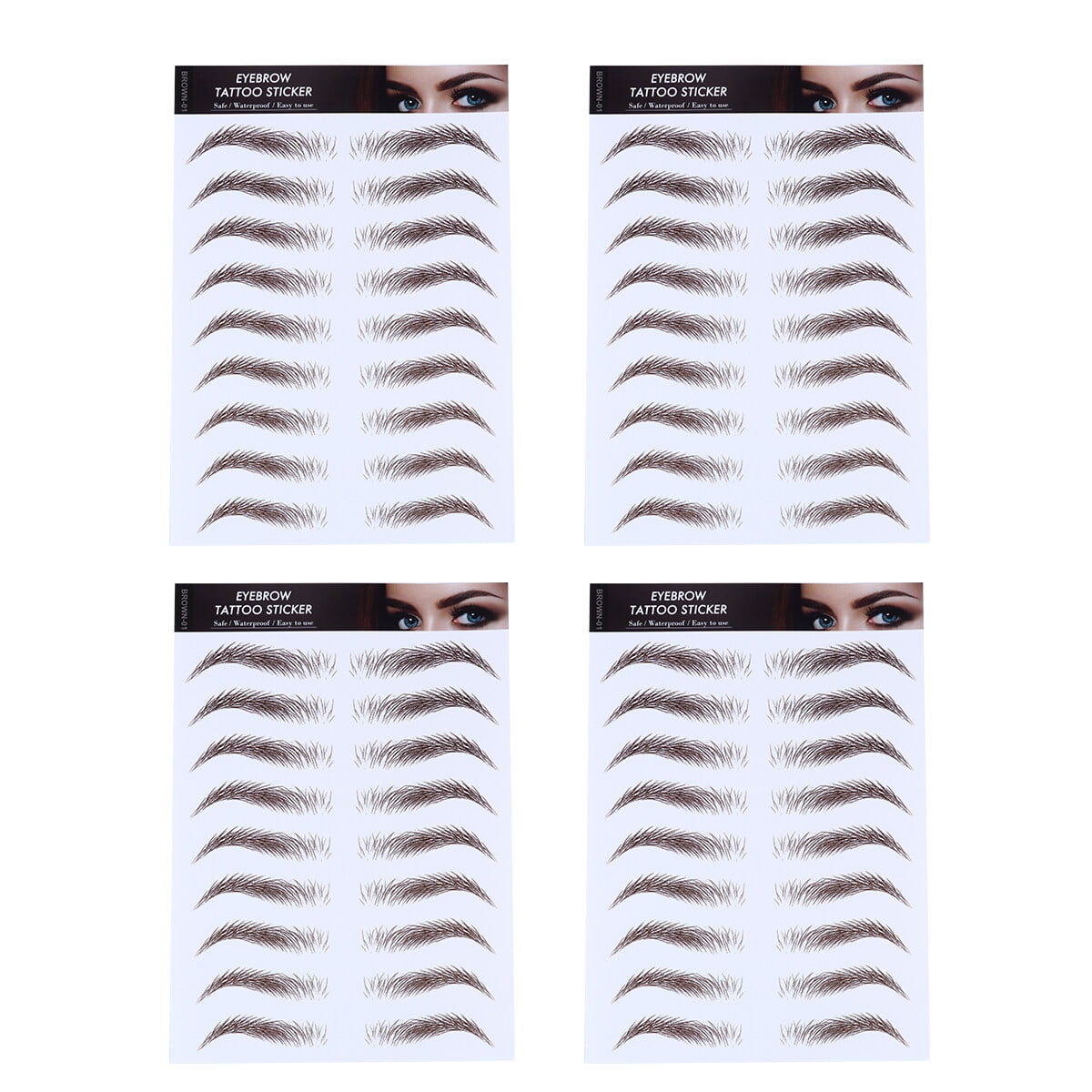 FRCOLOR 4pcs 6D Hair-Like Eyebrows Grooming Sticker False Eyebrows ...