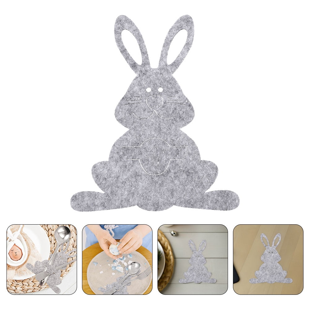 FRCOLOR 4pcs Bunny Felt Cutlery Holder Bag Easter Utensil Storage Pouch ...