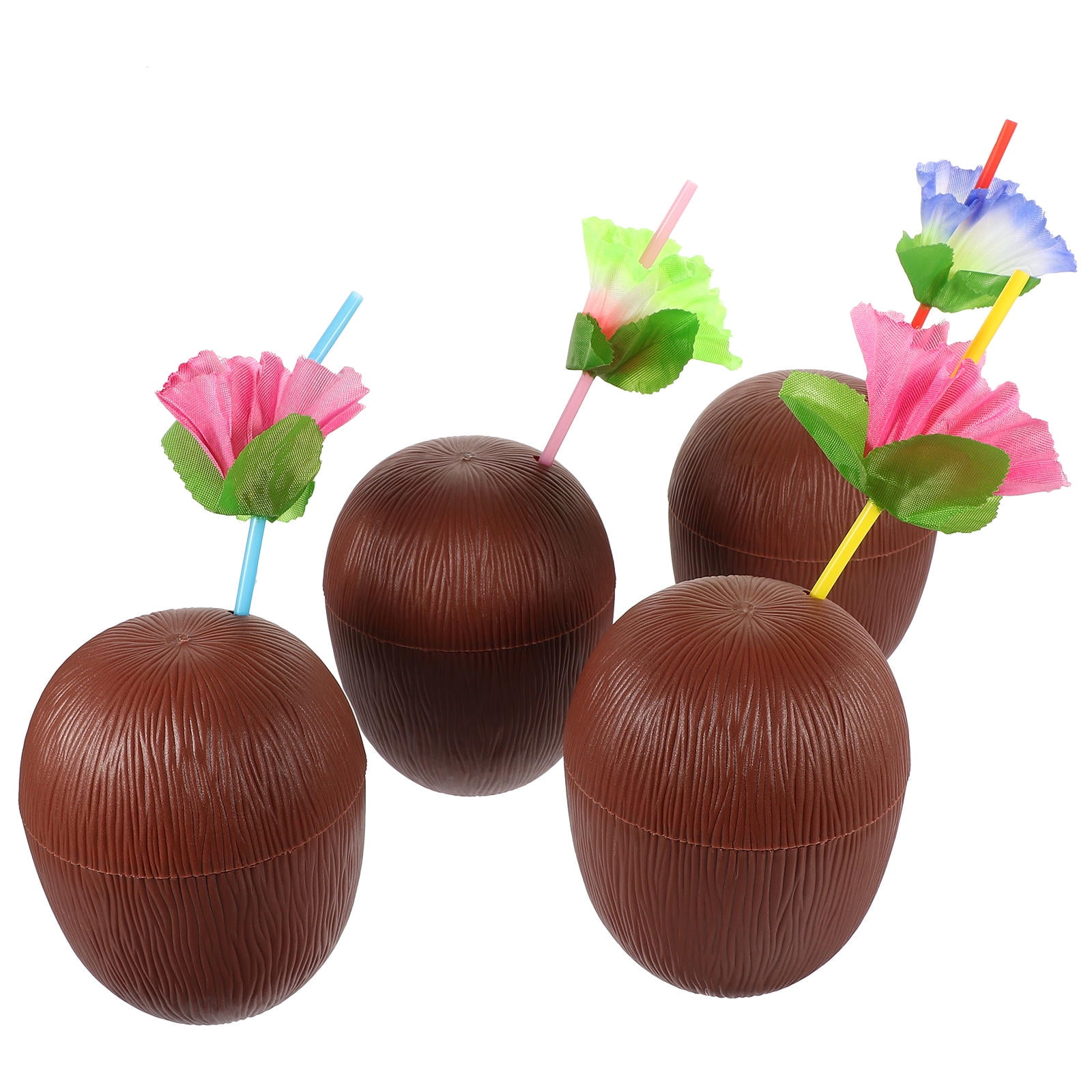 FRCOLOR 4pcs Coconut Cups With Straws Simulation Coconut Drinking Cups ...
