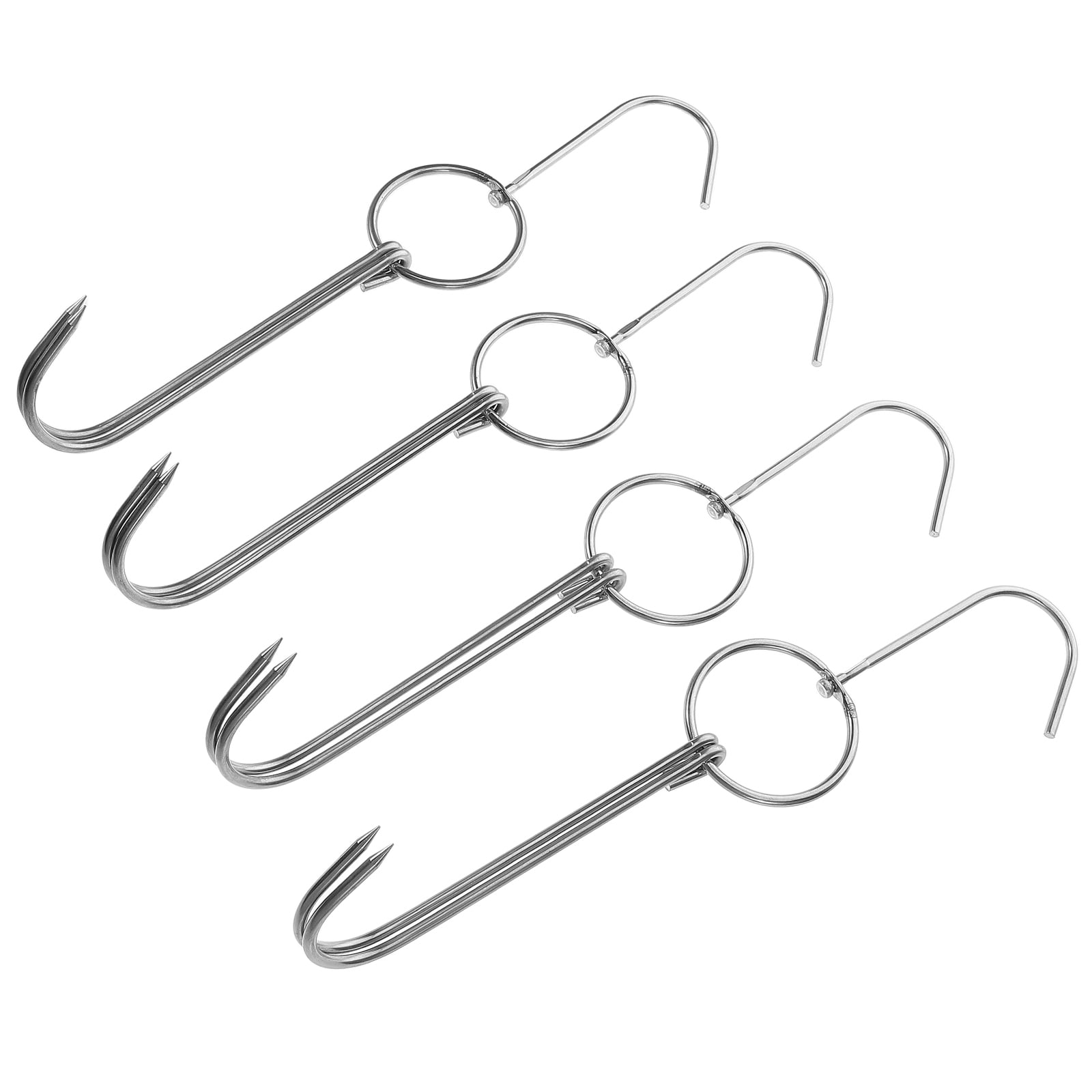 FRCOLOR 4pcs Double Meat Hooks Stainless Steel Smoker Hook Tools Grill ...