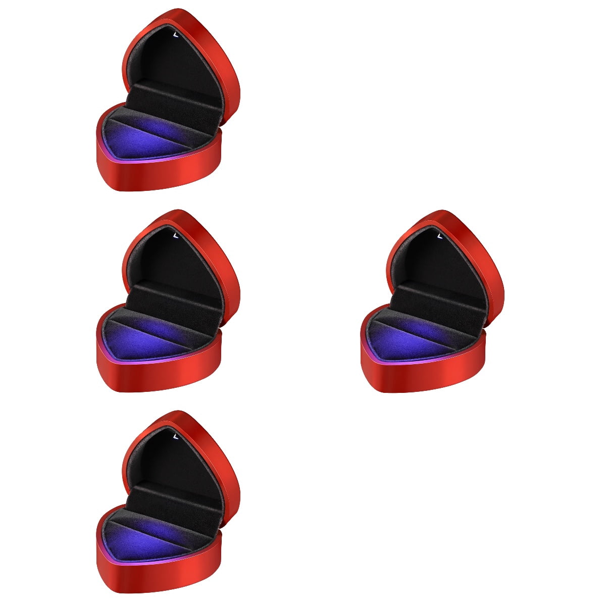 FRCOLOR 4pcs Heart Shaped Ring Box LED Lighted Ring Earring Case ...