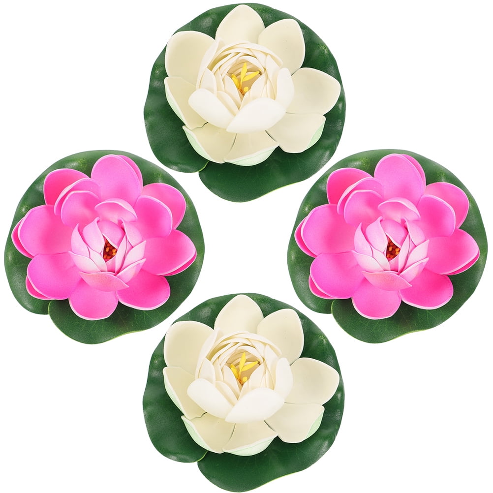 FRCOLOR 4pcs Highly Simulation Lotus-flower Pond Floated Lotus-flower ...