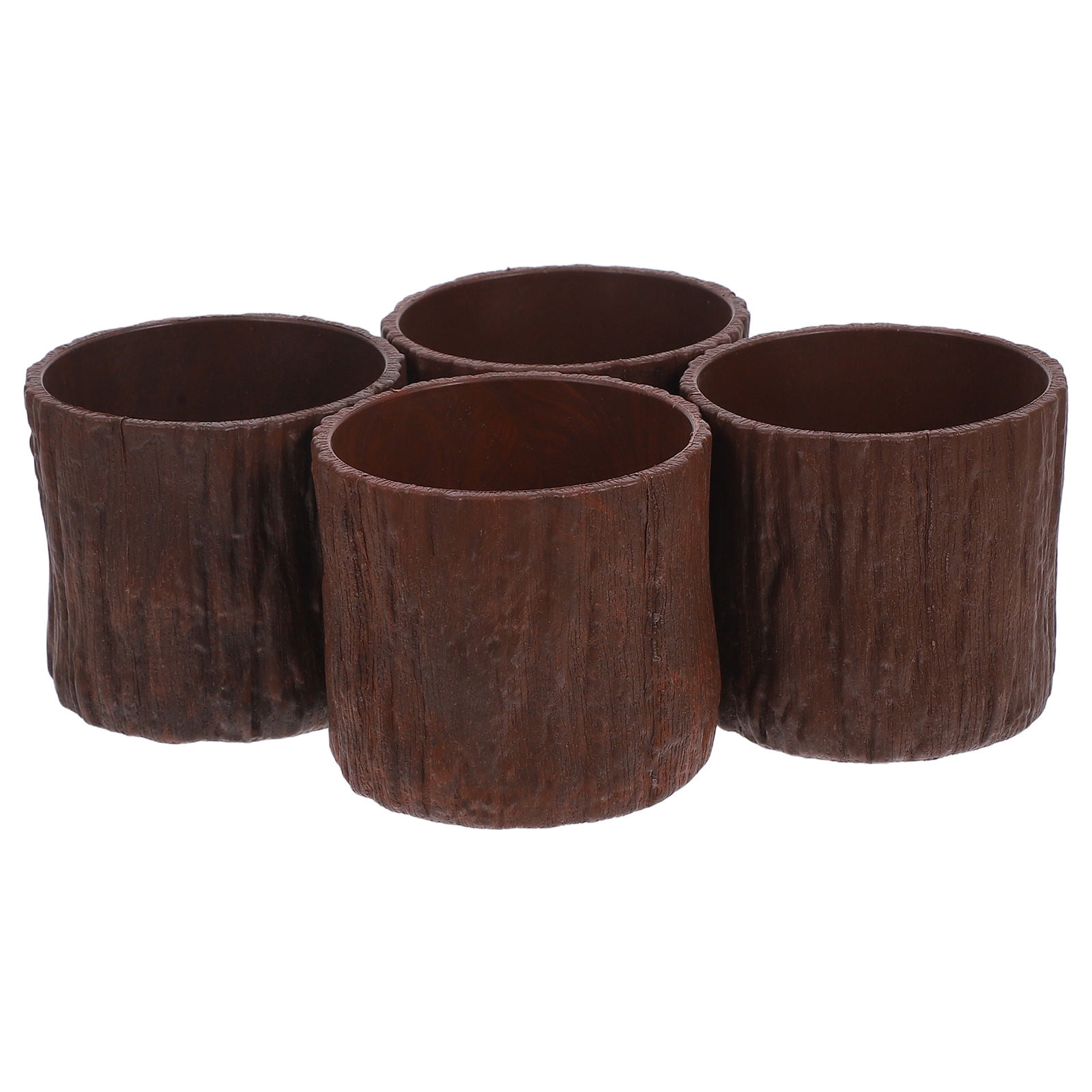 FRCOLOR 4pcs Mini Succulent Pot Floral Bark Bucket Imitation Tree Stump ...