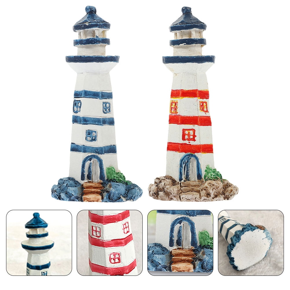FRCOLOR 4pcs Miniature Lighthouse Statues For Ocean Theme Party Resin ...