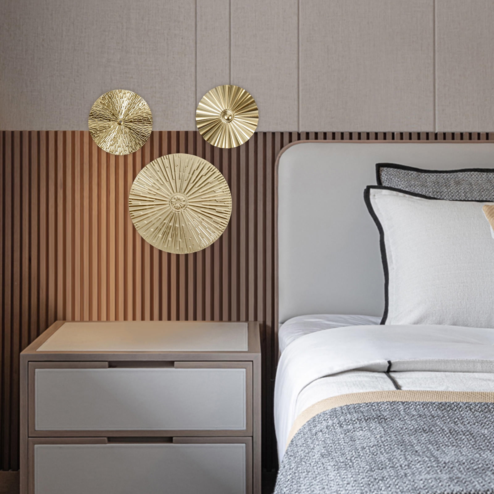 FRCOLOR 4pcs Modern Wavy Round Metal Wall Art Creative Wrought Iron ...