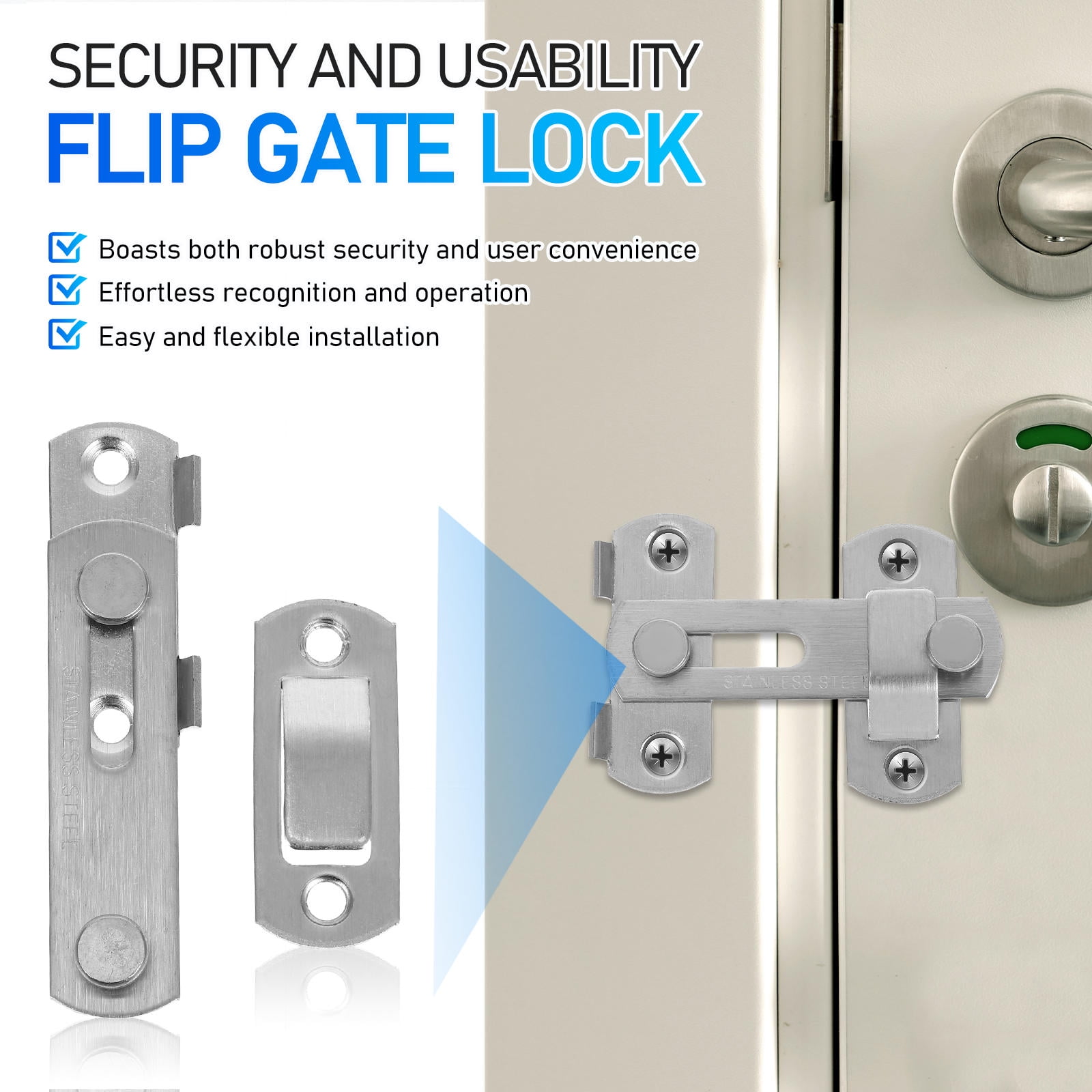 FRCOLOR 4pcs Stainless Steel Flip Latch Gate Hardware for Barn Wood ...